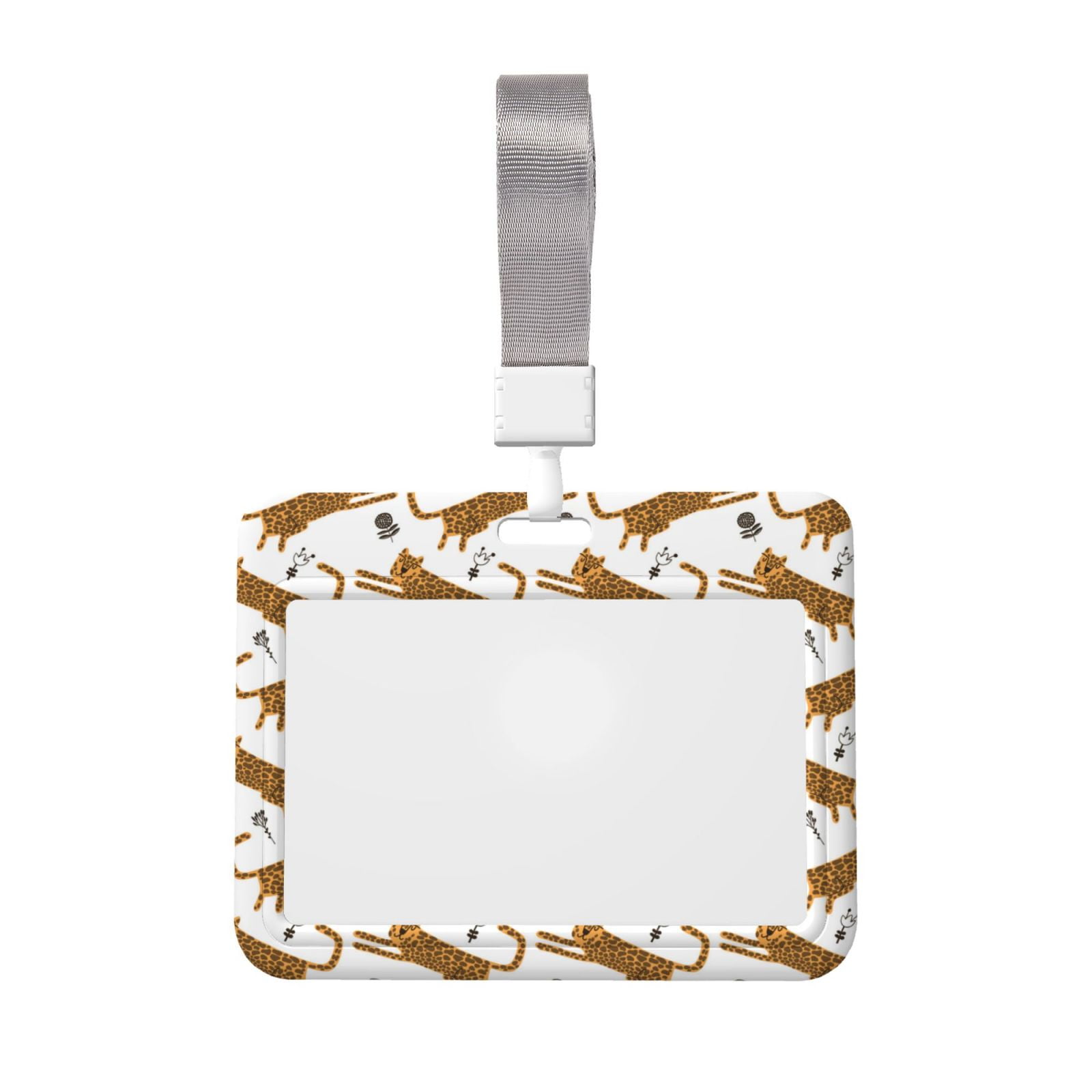 Susaid Leopard Print Print ID Badge Holder with Double-Sided Windows ...