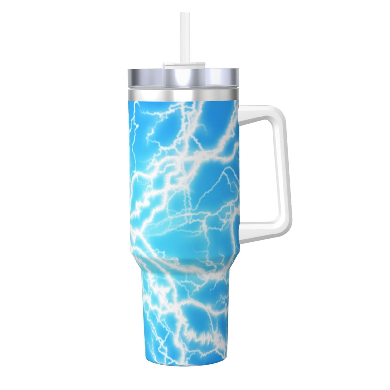 Susaid Light blue flash Print Indoor Outdoor Straw Lid 40oz Ice Bully ...