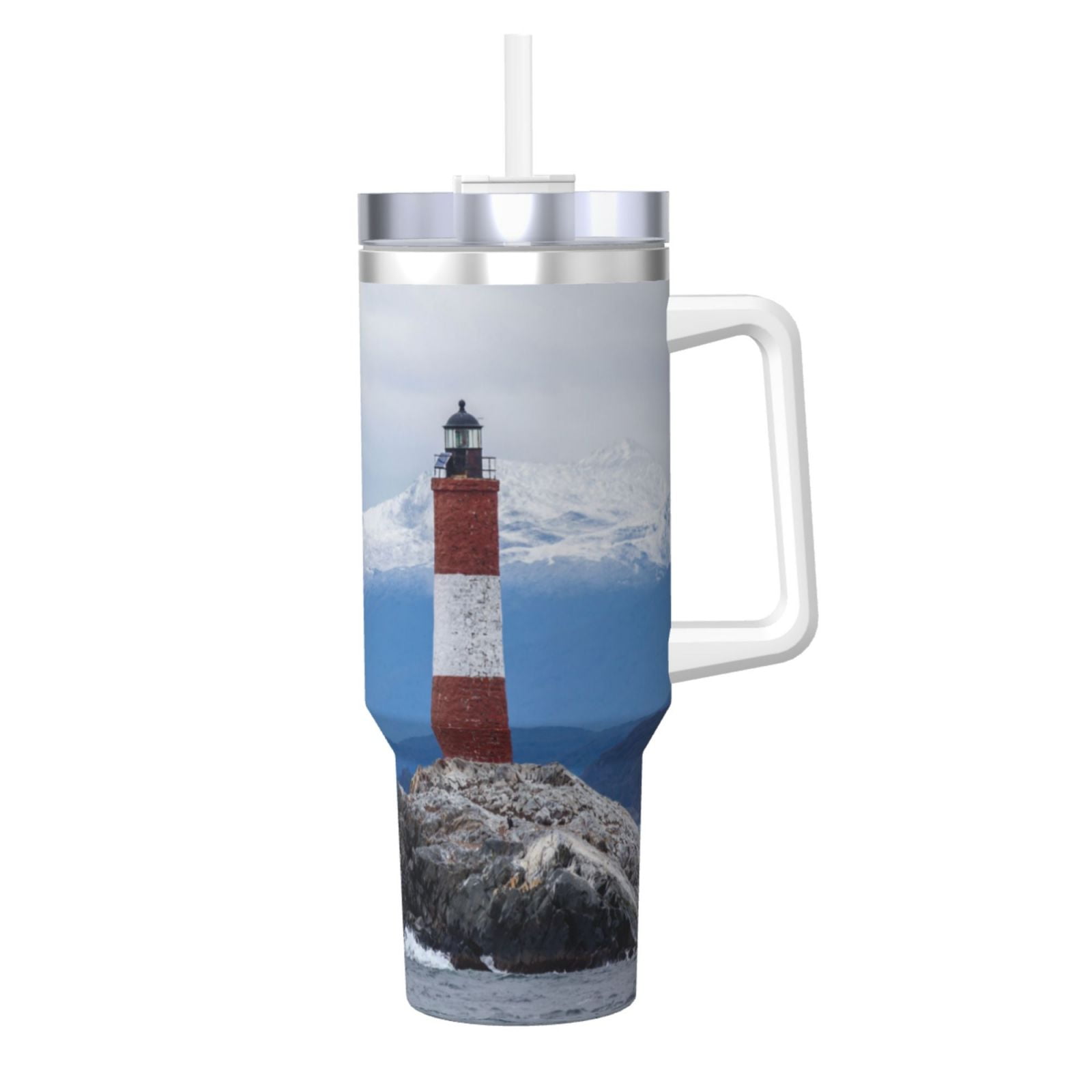 Susaid Lighthouse On The Waters Print Indoor Outdoor Straw Lid 40oz Ice ...