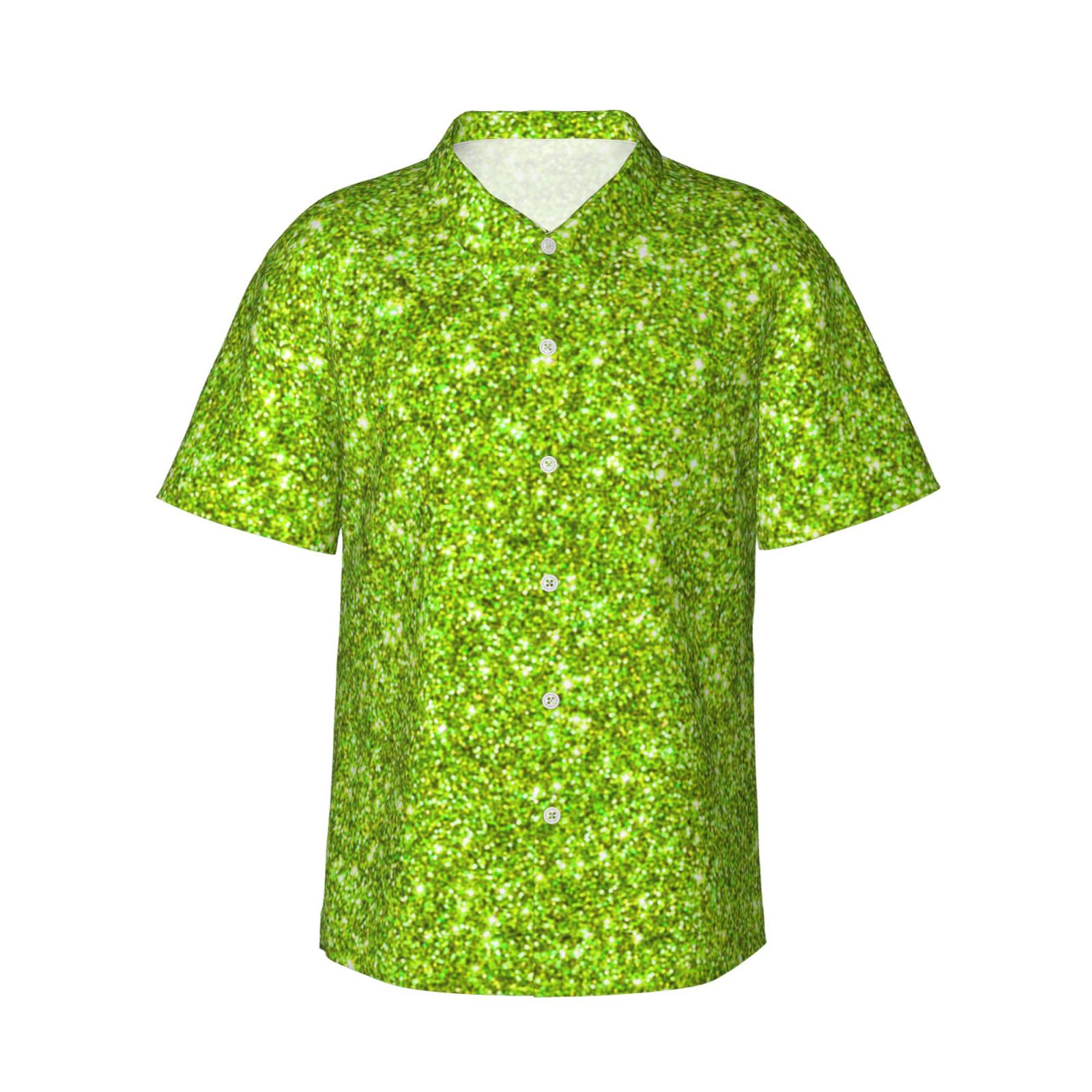 Susaid Lime green glitter Print Hawaiian Shirts for Men Women,Hawaiian ...