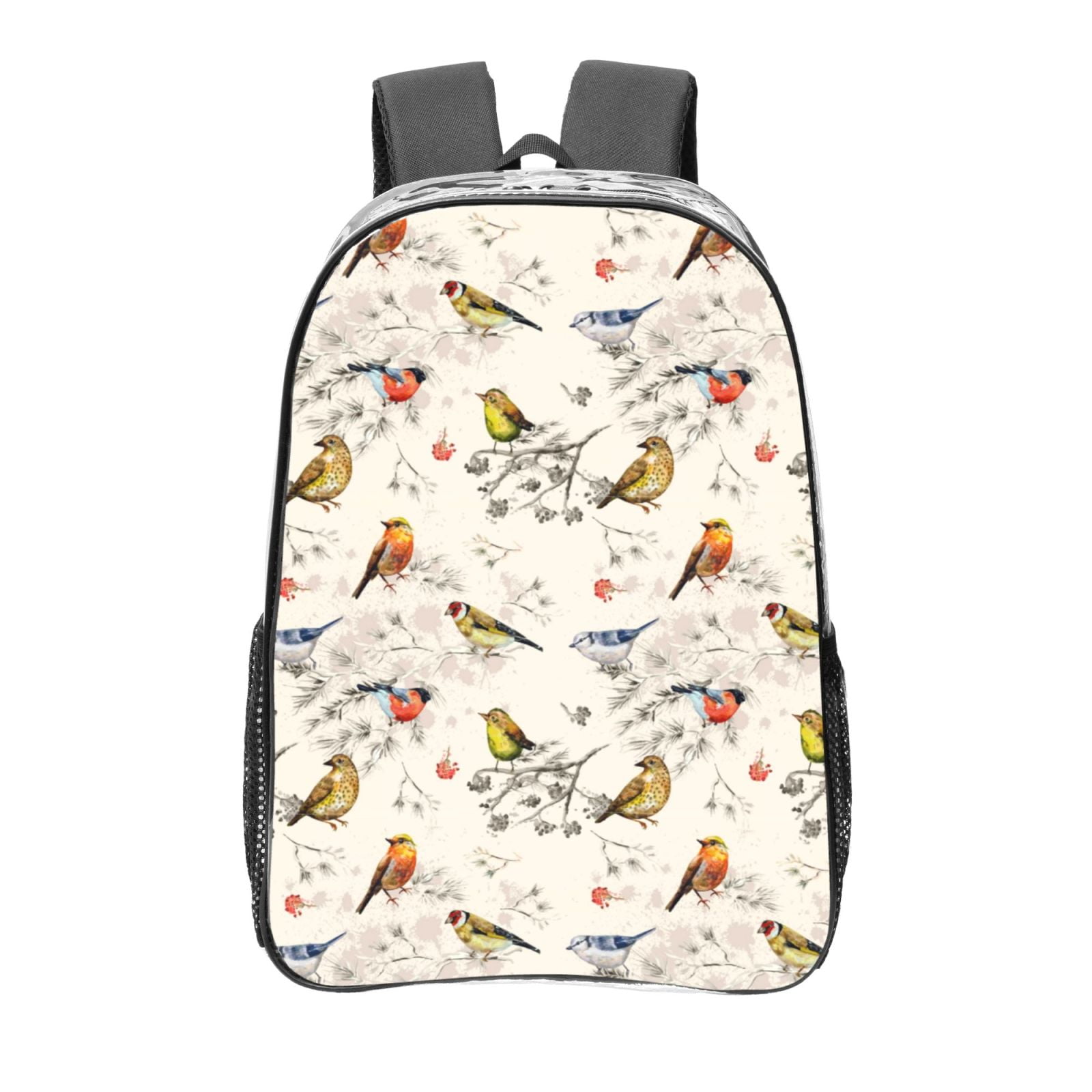 Susaid Little Birds Print Clear Backpack See Through Transparent ...