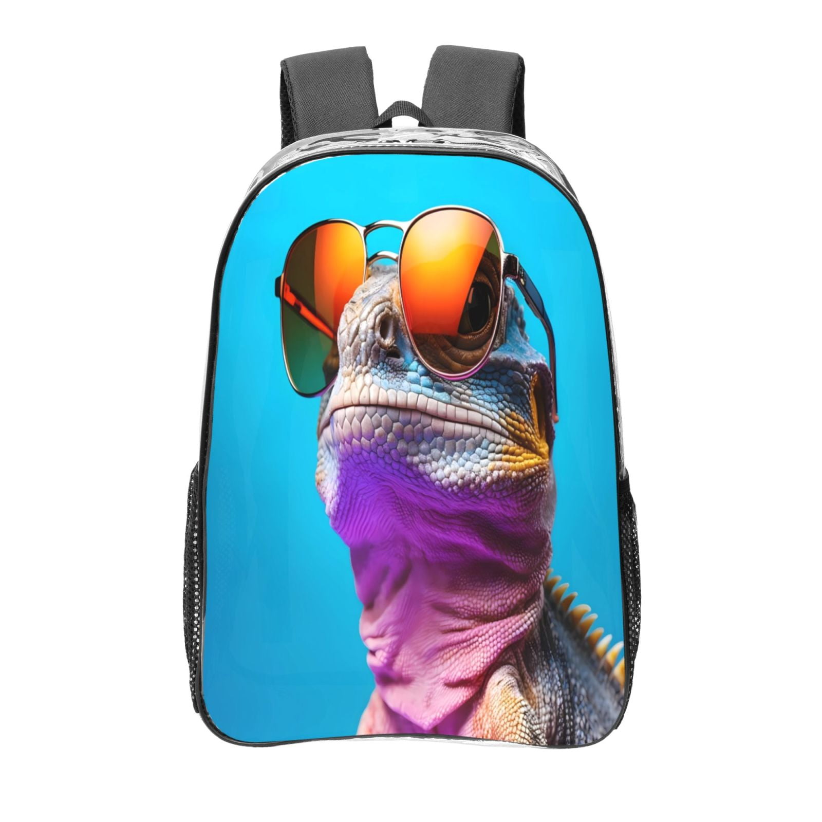 Susaid Lizard With Sunglasses Colorful Print Clear Backpack See Through ...