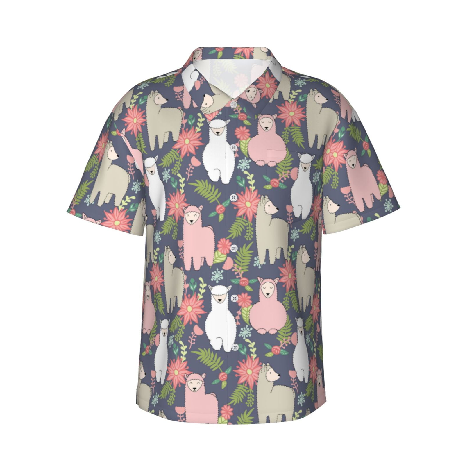 Susaid Llamas Print Hawaiian Shirts for Men Women,Hawaiian Summer Short ...