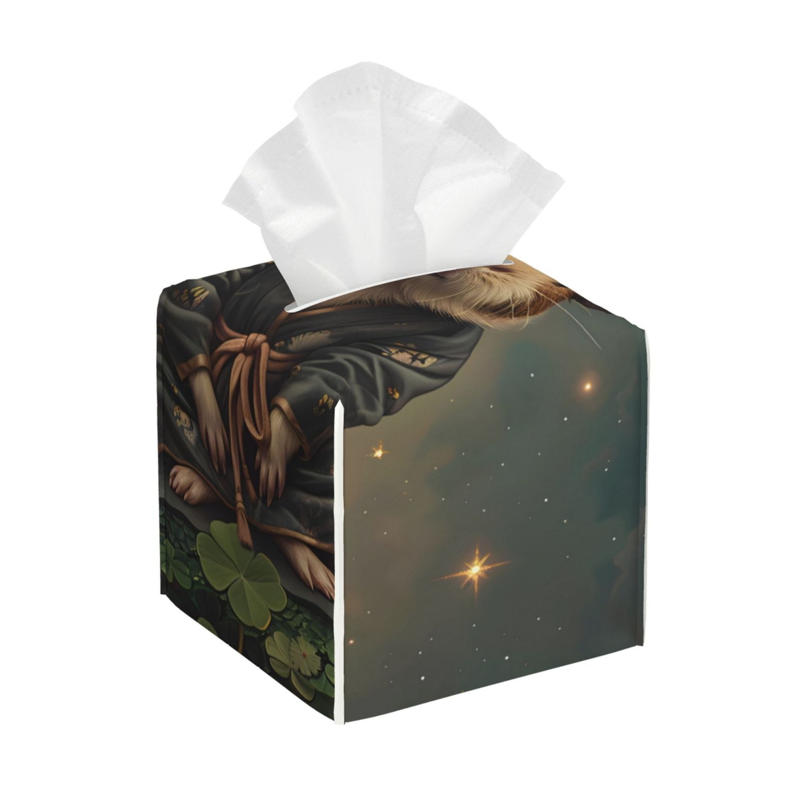 Susaid Lotus Leaf Starry Sky Guinea Pig Print PU Leather Tissue Box ...