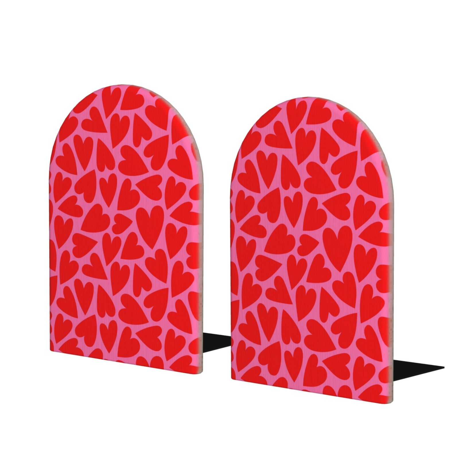 Susaid Love Heart Print Wooden Bookends Decorative Book Ends for ...
