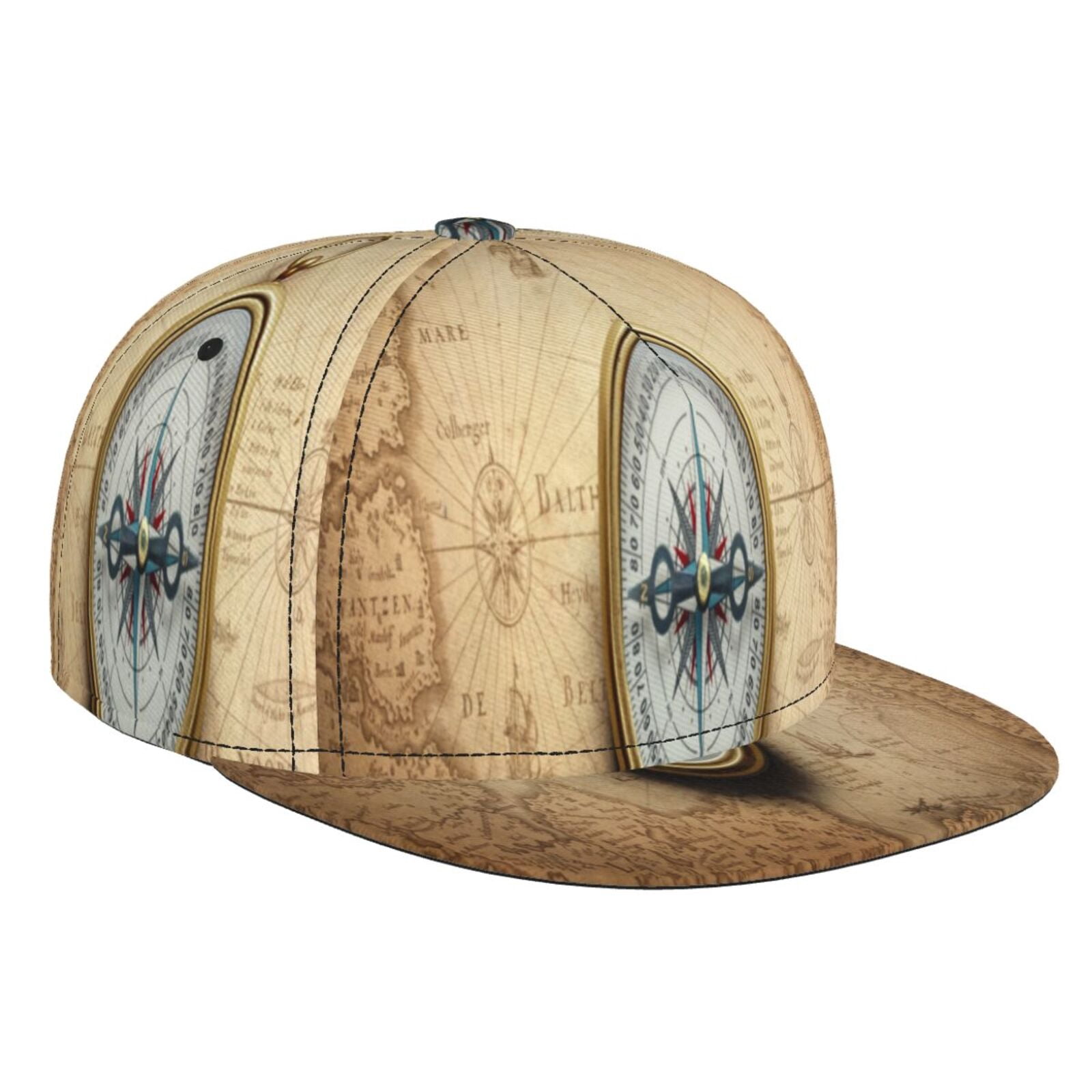 Susaid Magnetic Old Compass On World Map Print Baseball Cap Hip Hop ...