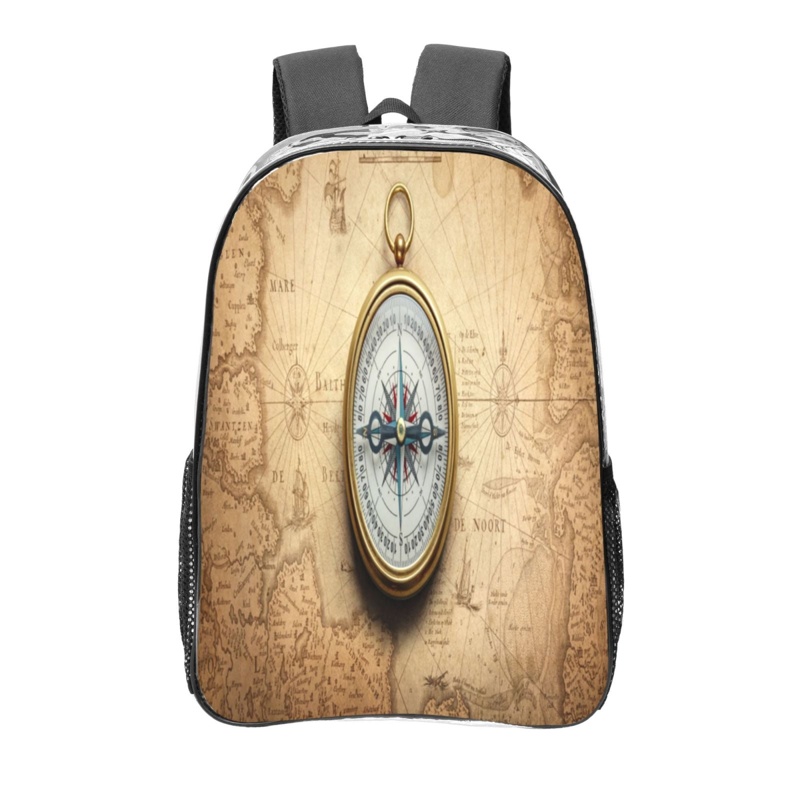 Susaid Magnetic Old Compass On World Map Print Clear Backpack See ...