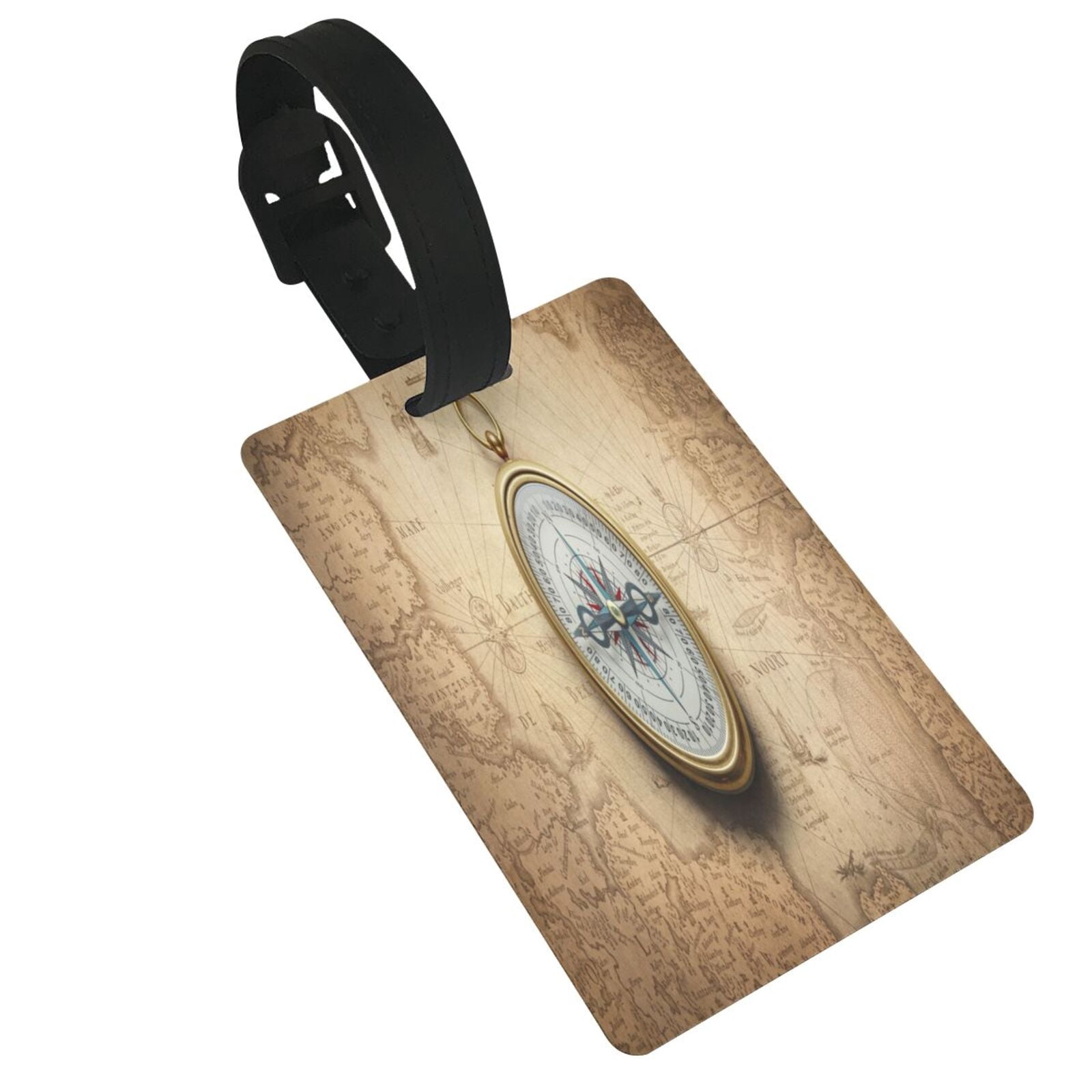 Susaid Magnetic Old Compass On World Map Print Funny Luggage Tags ...