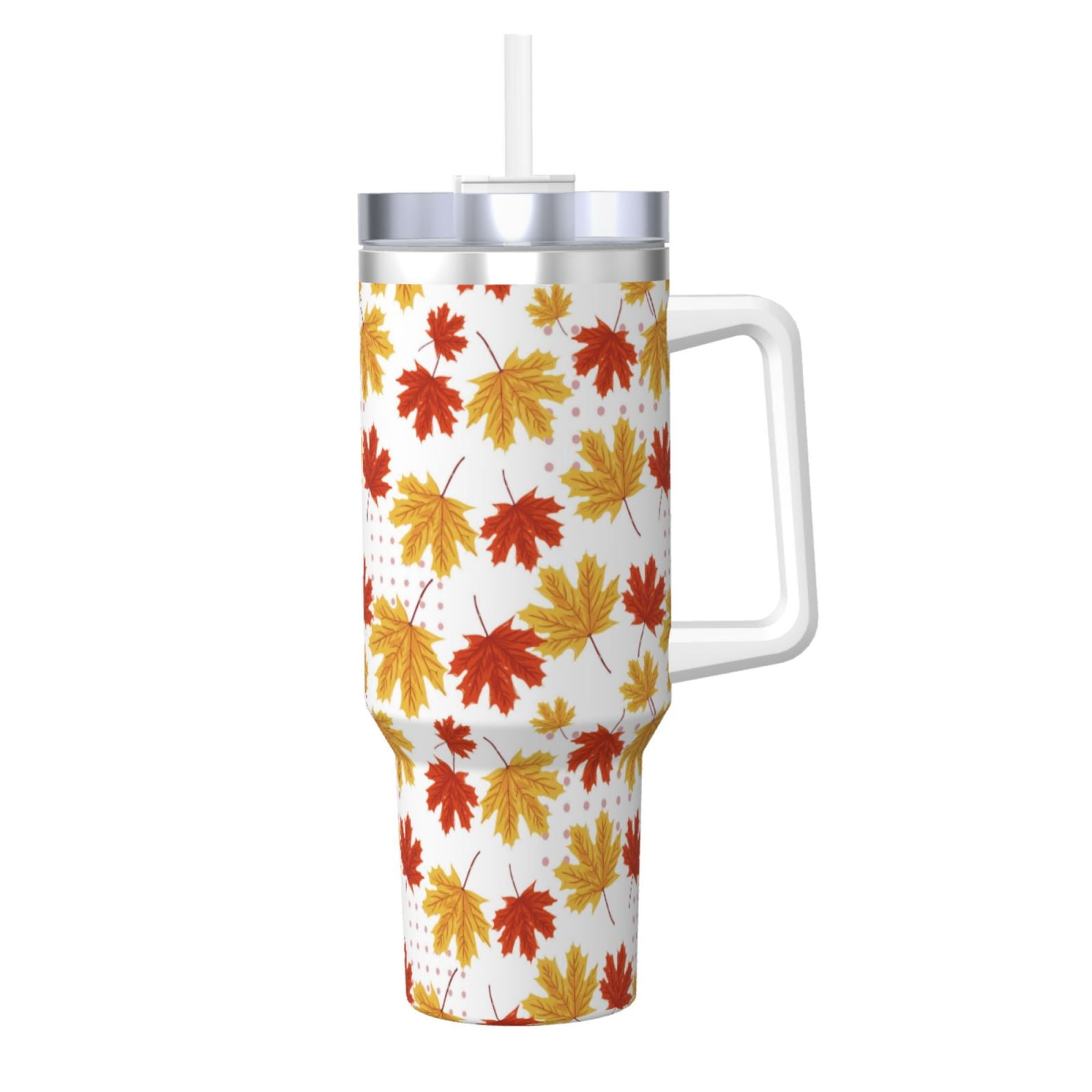 Susaid Maple Leaf Print Indoor Outdoor Straw Lid 40oz Ice Bully With ...