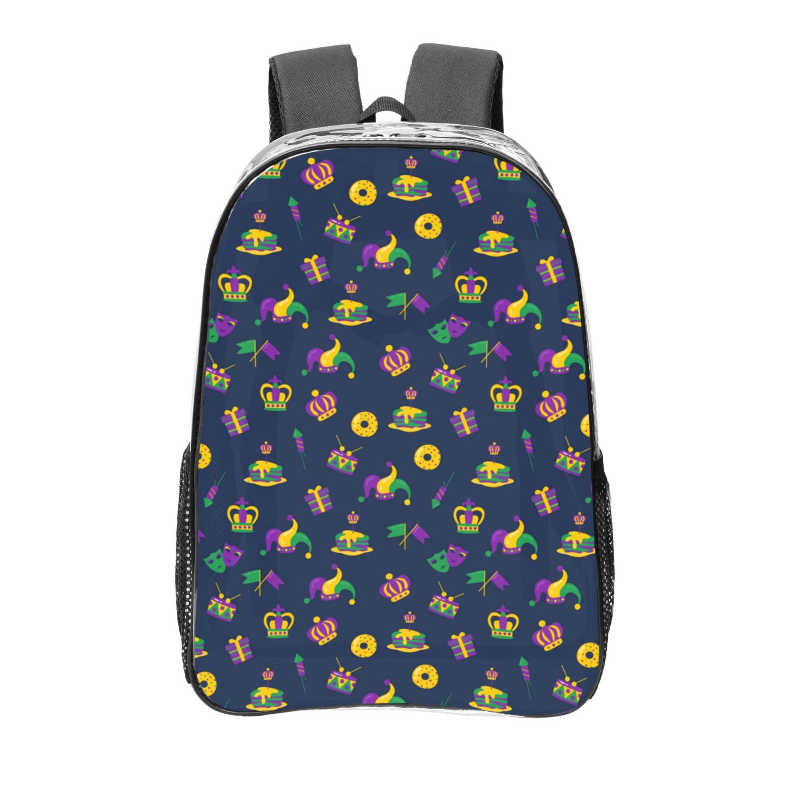 Susaid Mardi Gras Carnival Print Clear Backpack See Through Transparent ...