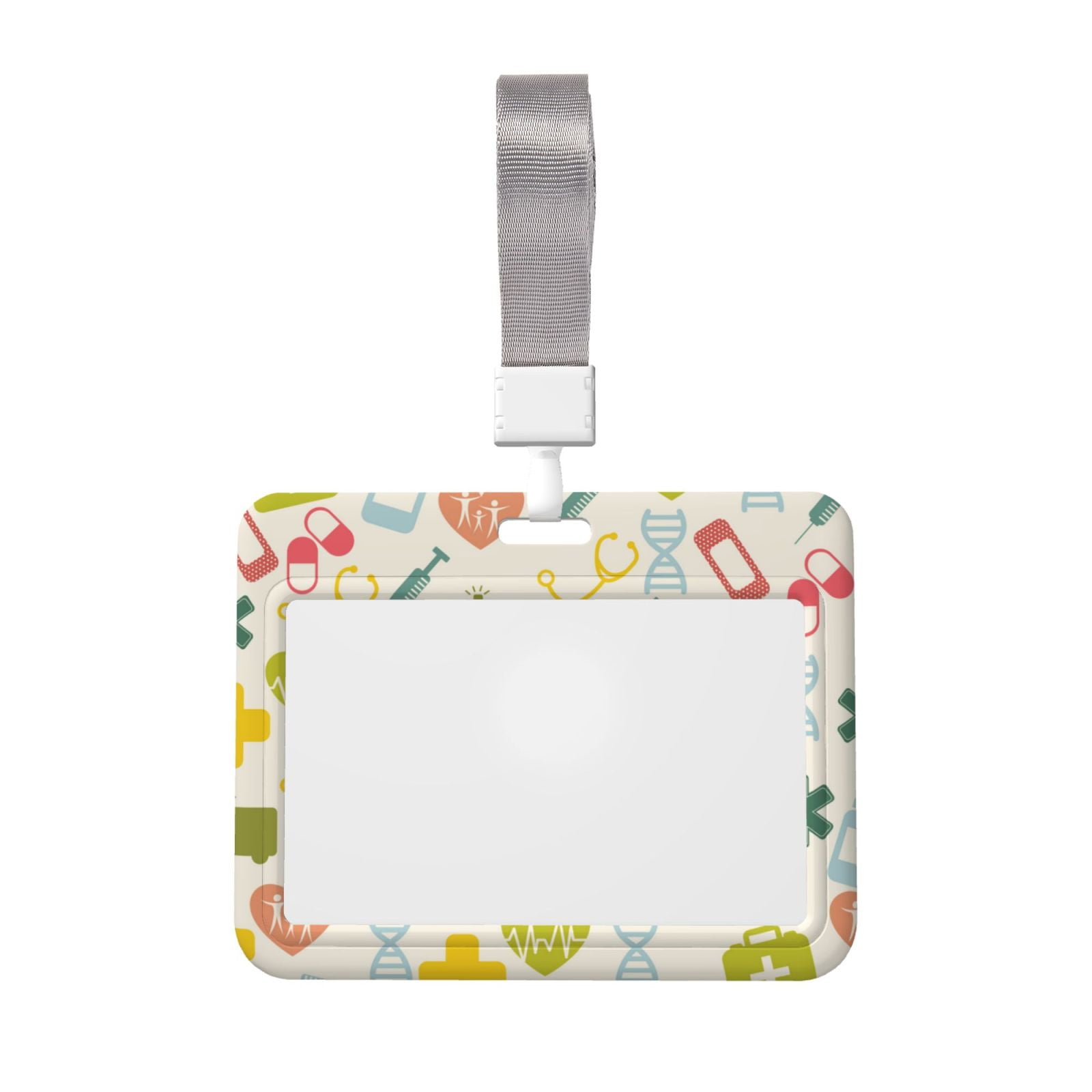 Susaid Medical Icons Print ID Badge Holder with Double-Sided Windows ...