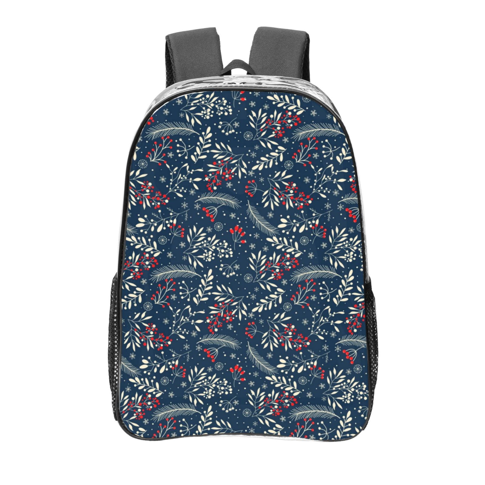 Susaid Merry Christmas Winter Leaves Snowflakes Print Clear Backpack ...