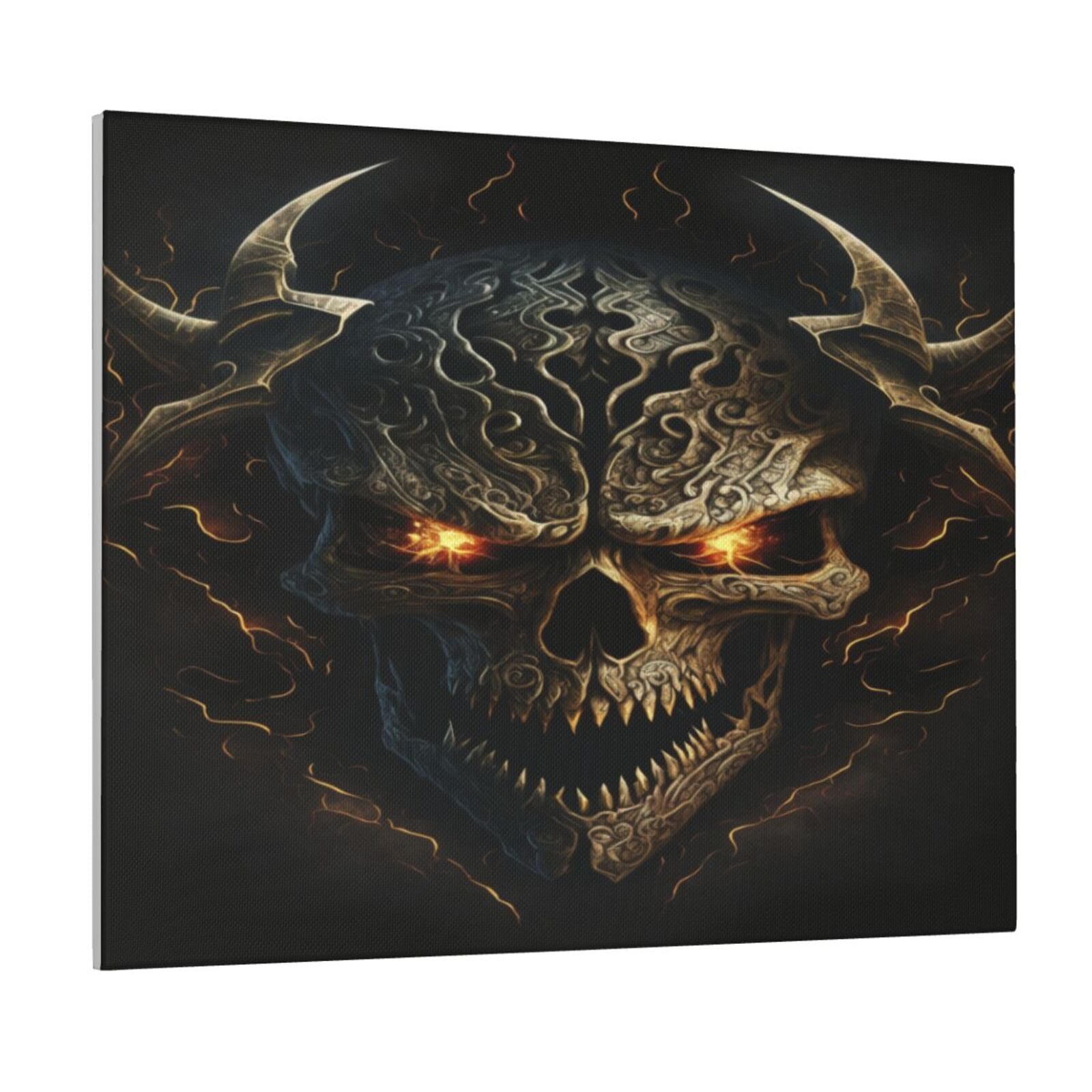 Susaid Metal Evil Skull Pattern Canvas Wall Decor Poster Framed Artwork ...