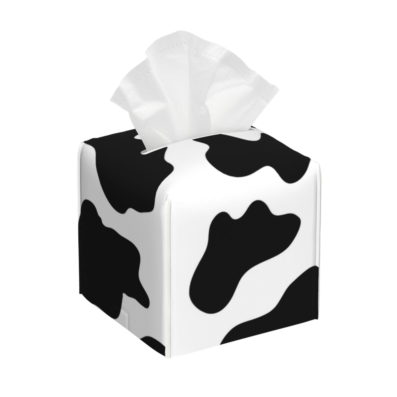 Susaid Milk Cow Print PU Leather Tissue Box Cover, Square Decorative ...