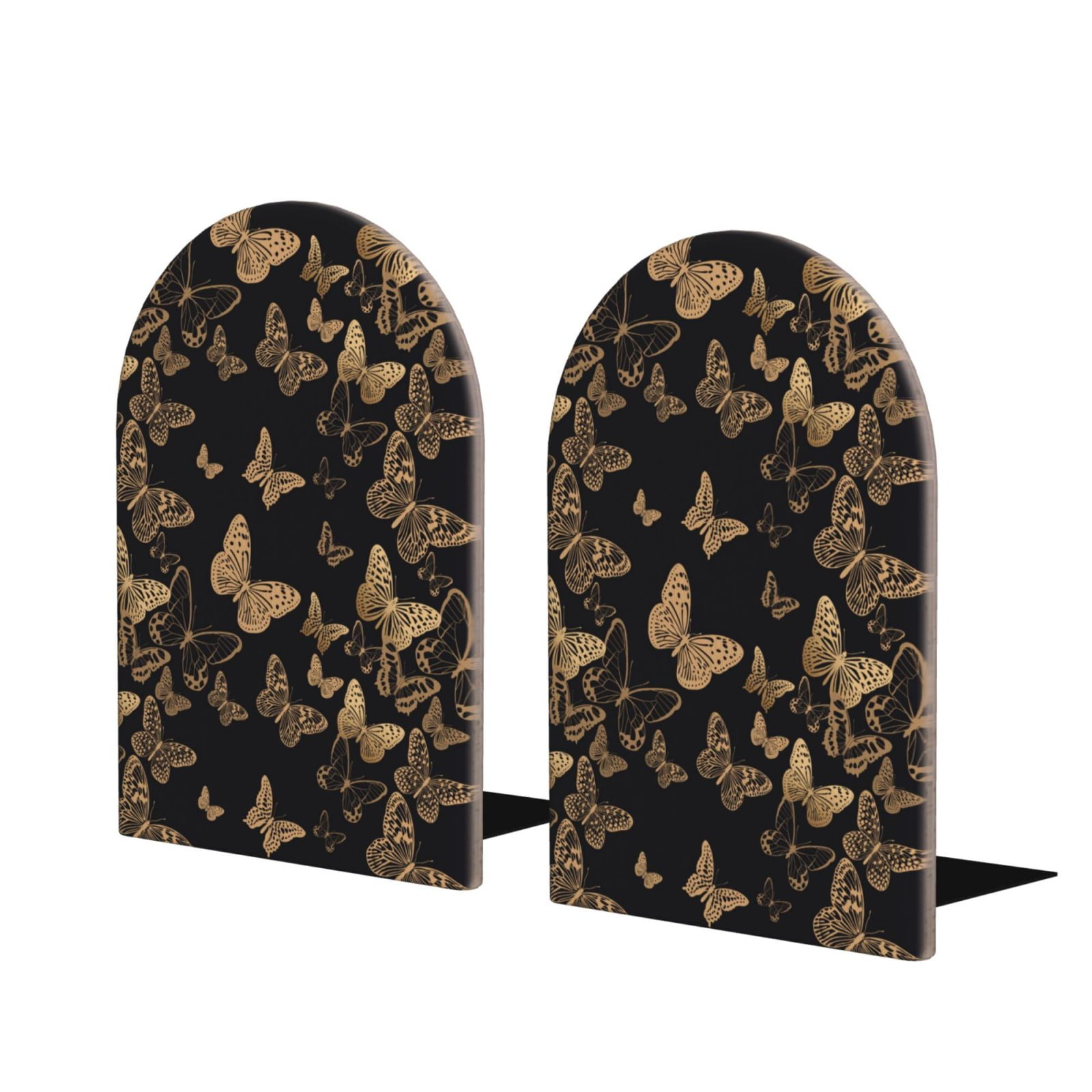 Susaid Modern Golden Butterfly Print Wooden Bookends Decorative Book ...