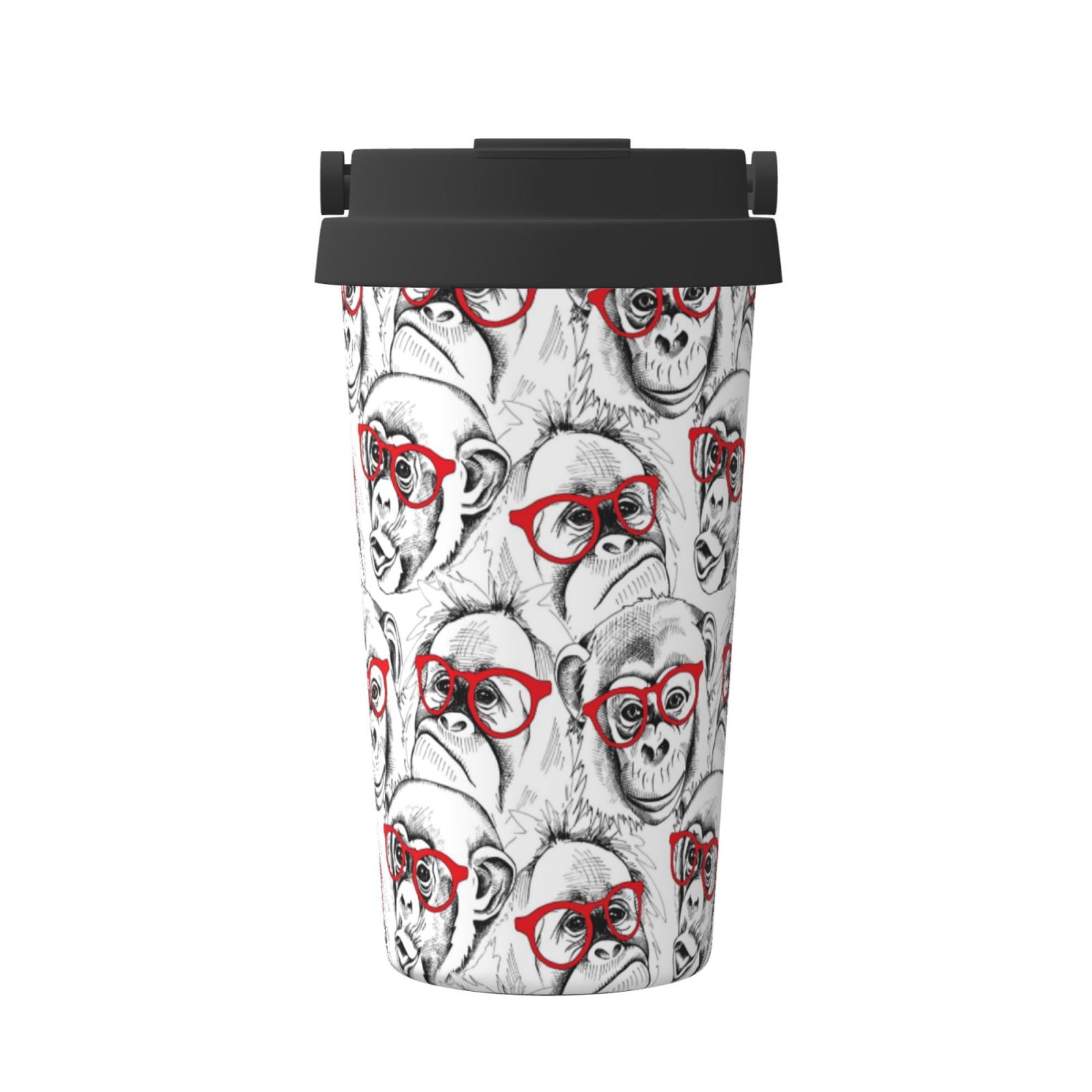 Susaid Monkey Print Coffee Travel Mug, Insulated Coffee Mug with Lid ...