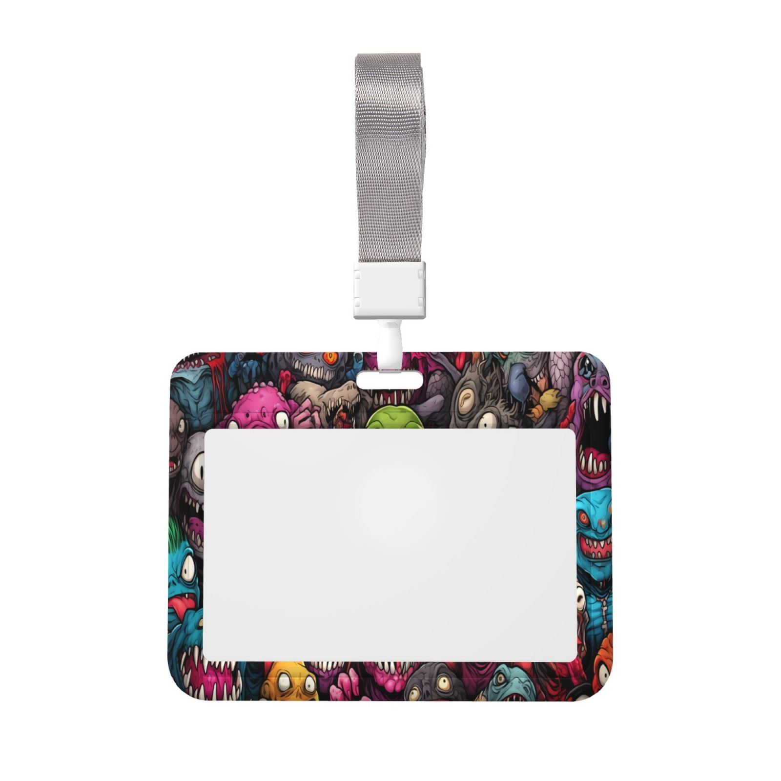 Susaid Monstrous Cartoon Characters Print ID Badge Holder with Double ...