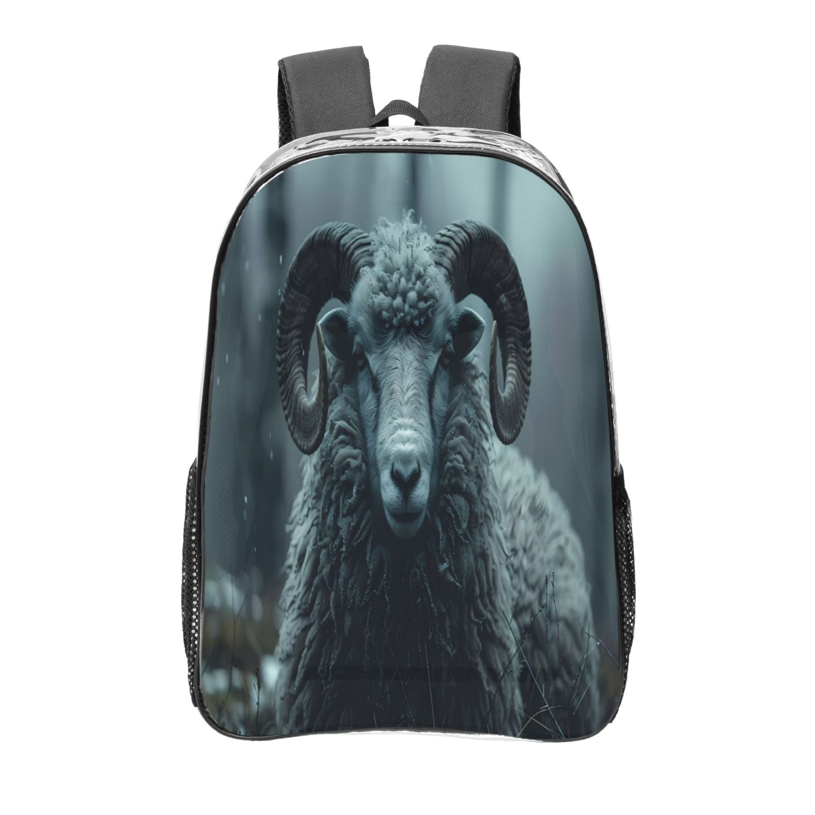 Susaid Moody Ram Portrait Print Clear Backpack See Through Transparent ...
