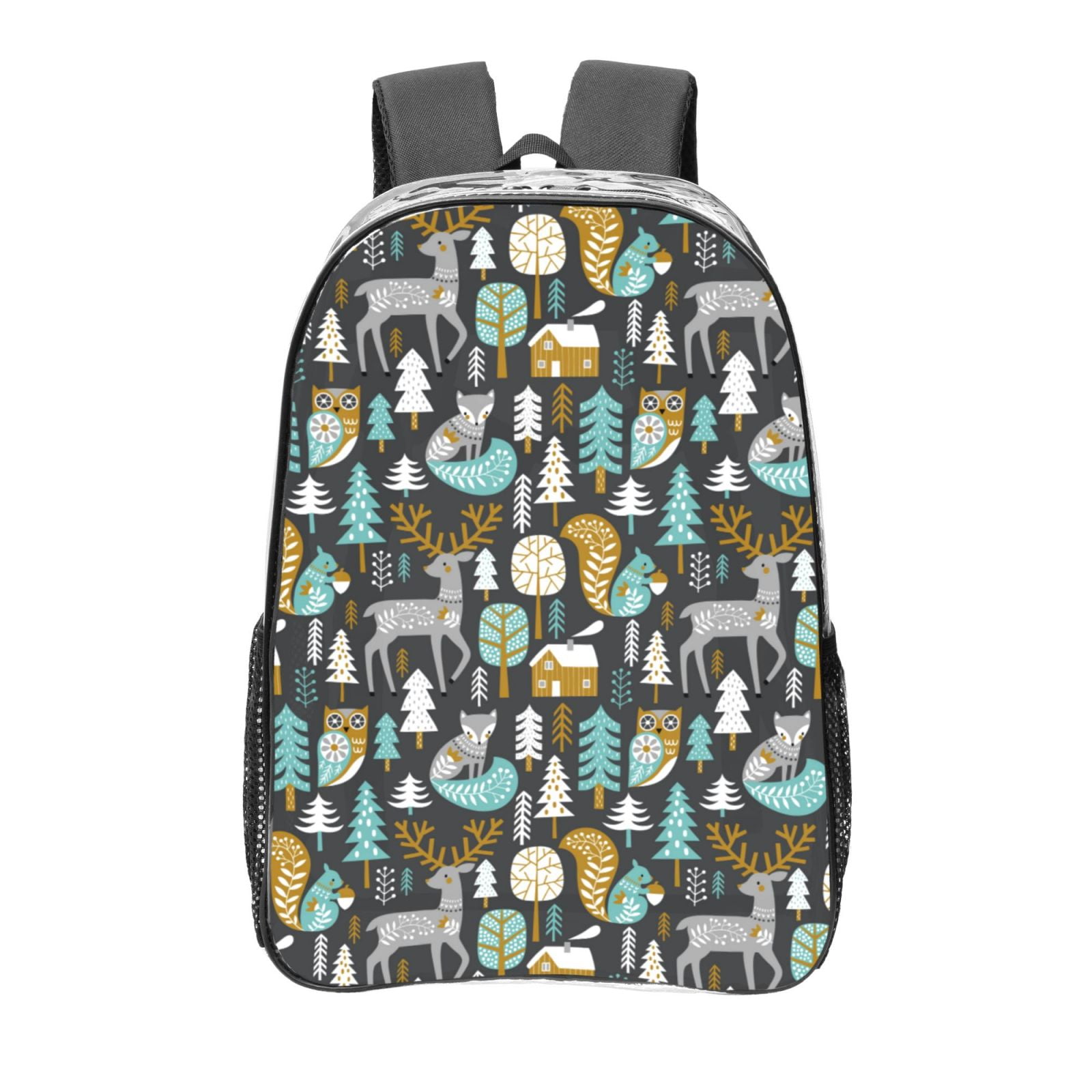 Susaid Moose Squirrel owls tree Print Clear Backpack See Through ...