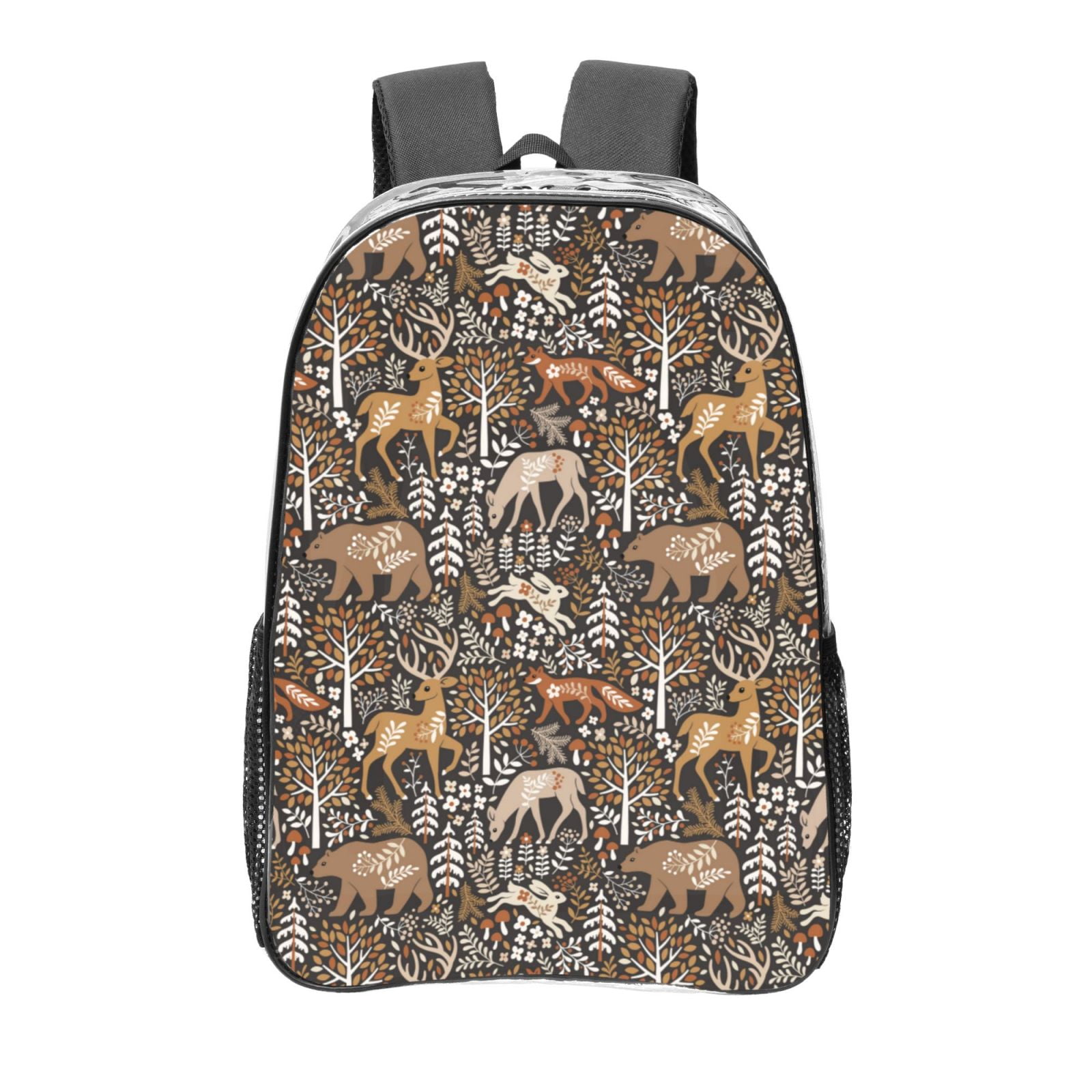 Susaid Moose fox bear leaf tree Print Clear Backpack See Through ...