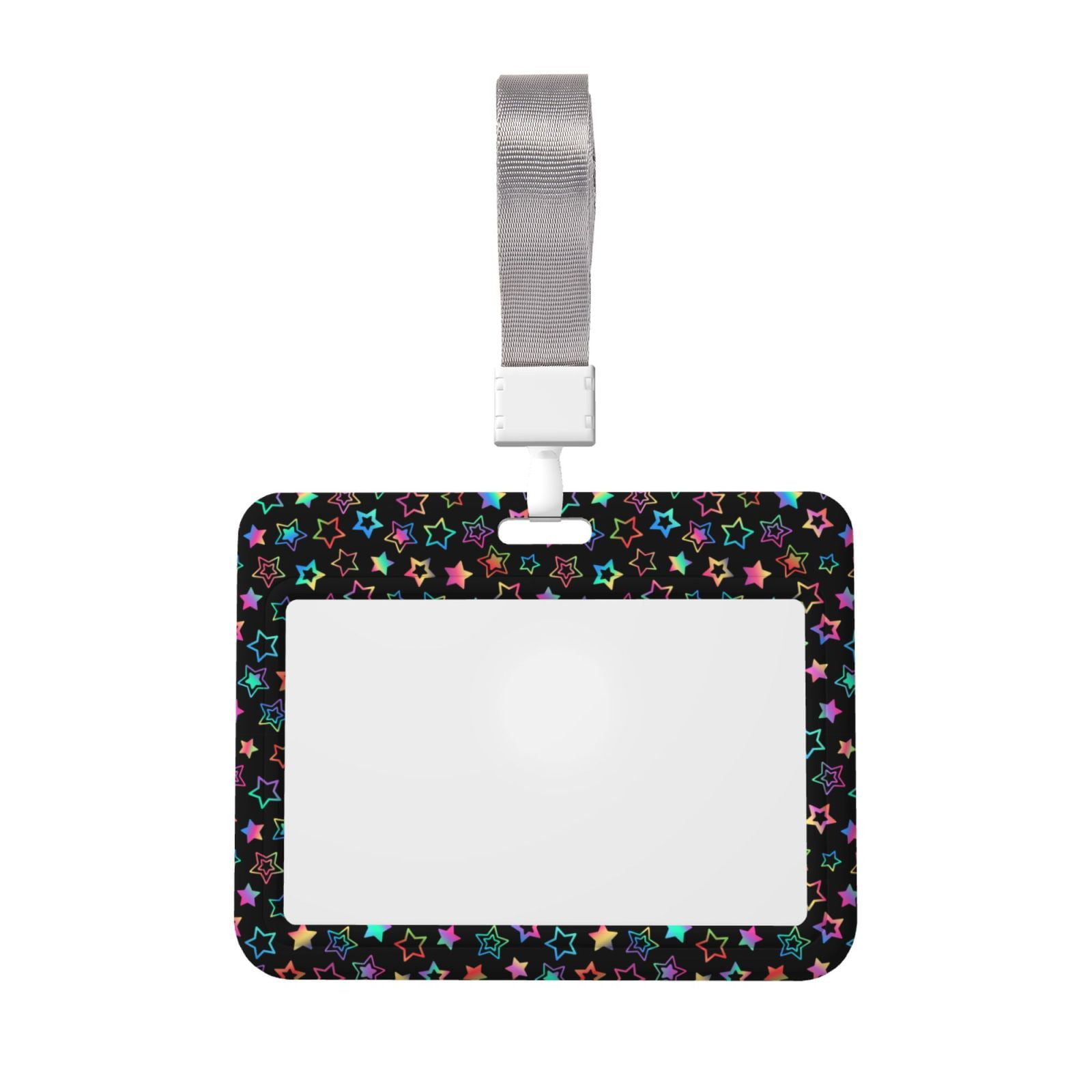 Susaid Multi-Colored Stars Print ID Badge Holder with Double-Sided ...
