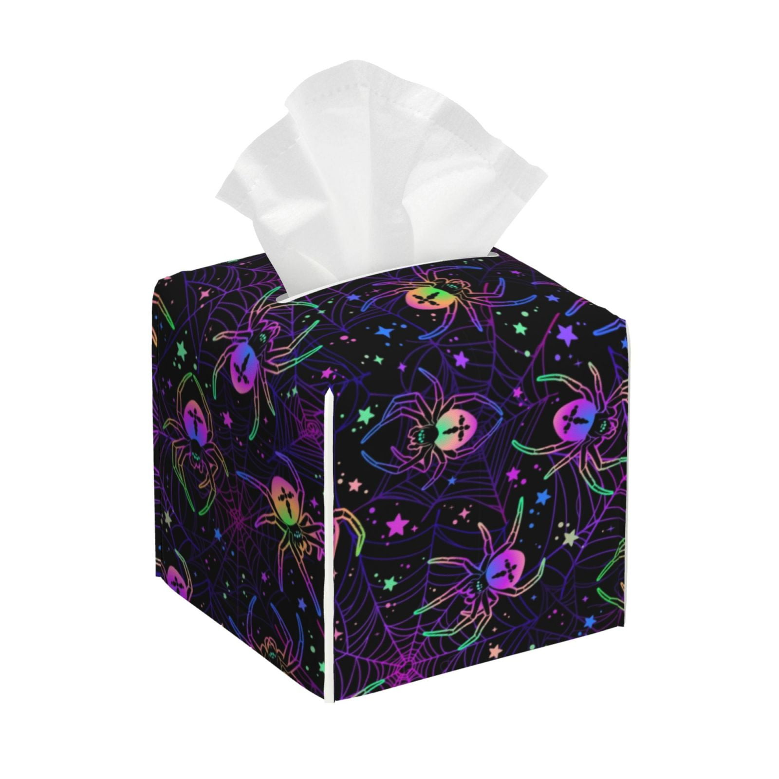 Susaid Multi-colored Spiders Print PU Leather Tissue Box Cover, Square ...