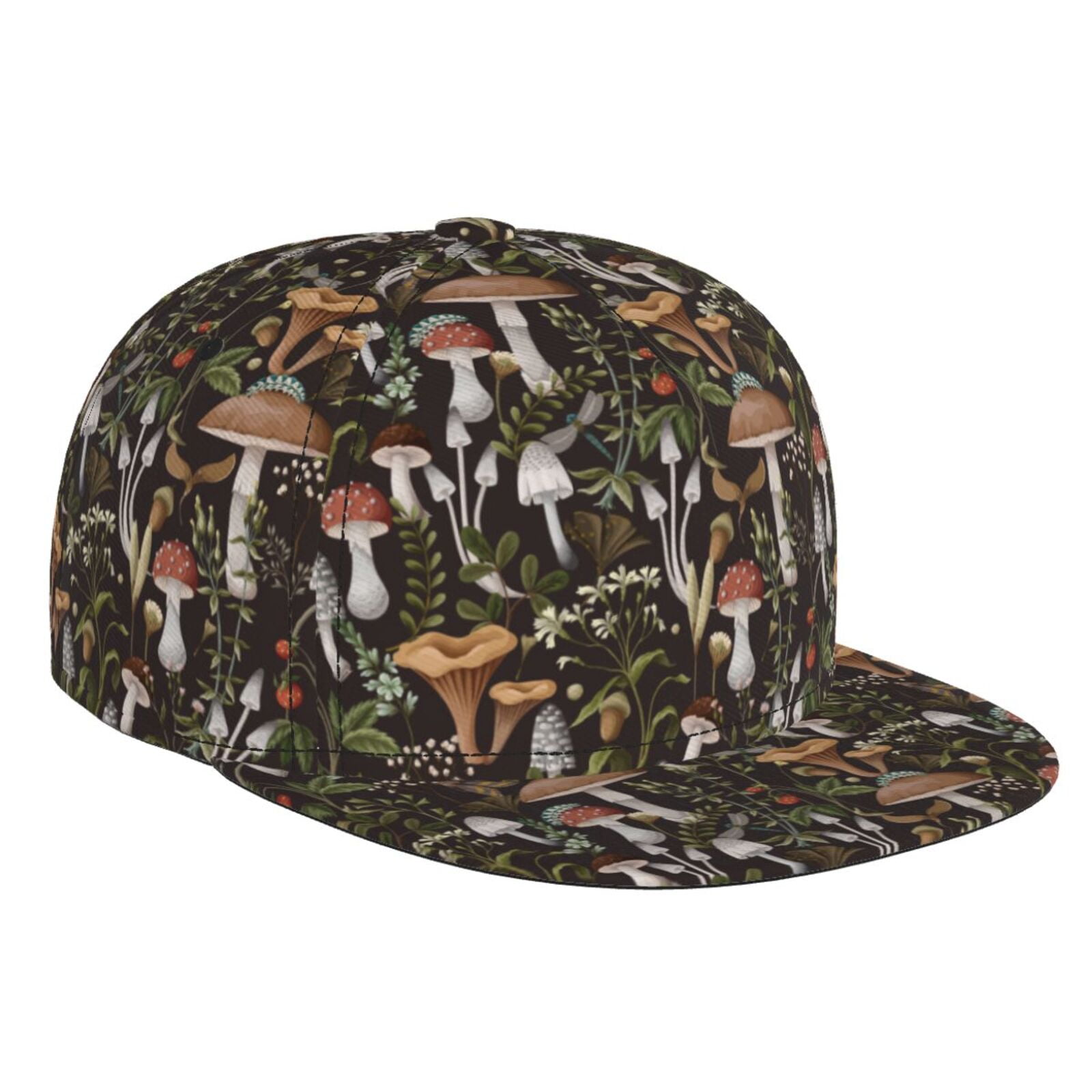 Susaid Mushroom Garnish Print Baseball Cap Hip Hop Style Flat Visor ...