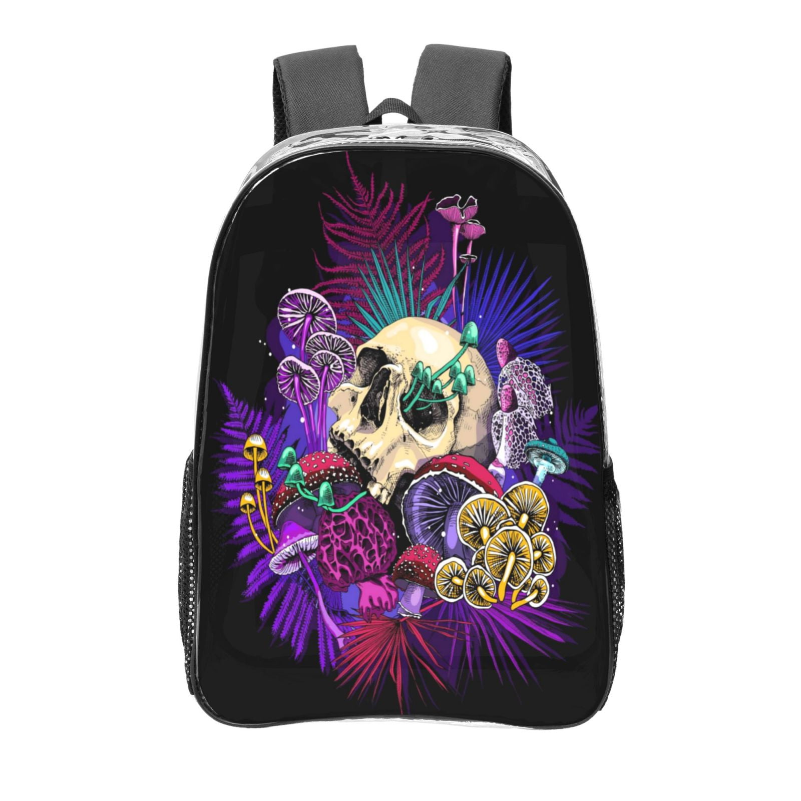 Susaid Mushrooms and Skull Print Clear Backpack See Through Transparent ...