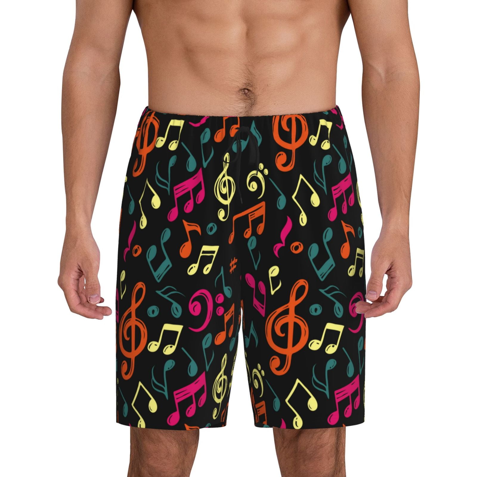 Susaid Music Notes Print Mens Shorts, Breathable Lounge Sleepwear Set ...