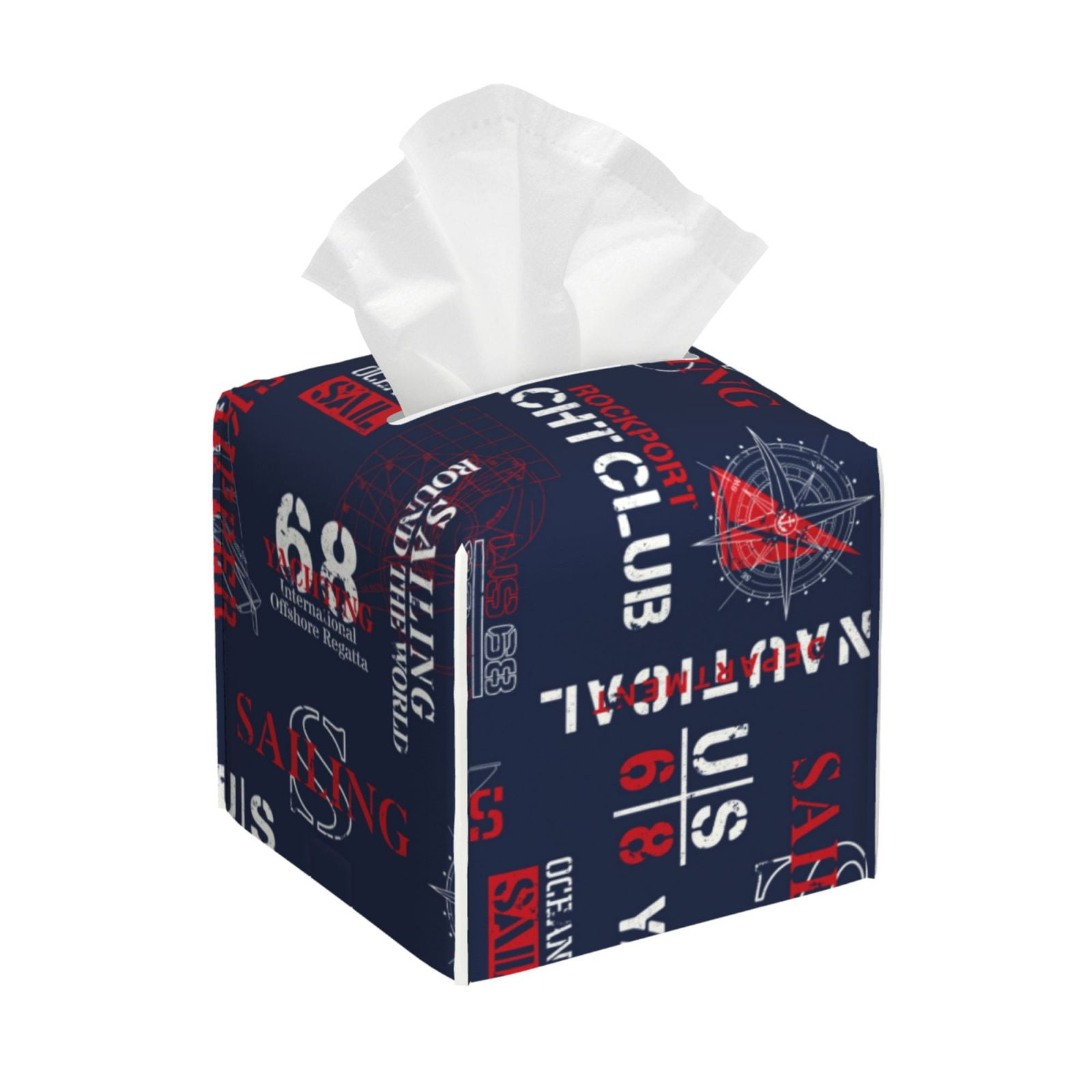 Susaid Nautical Style Sailboat Print PU Leather Tissue Box Cover ...