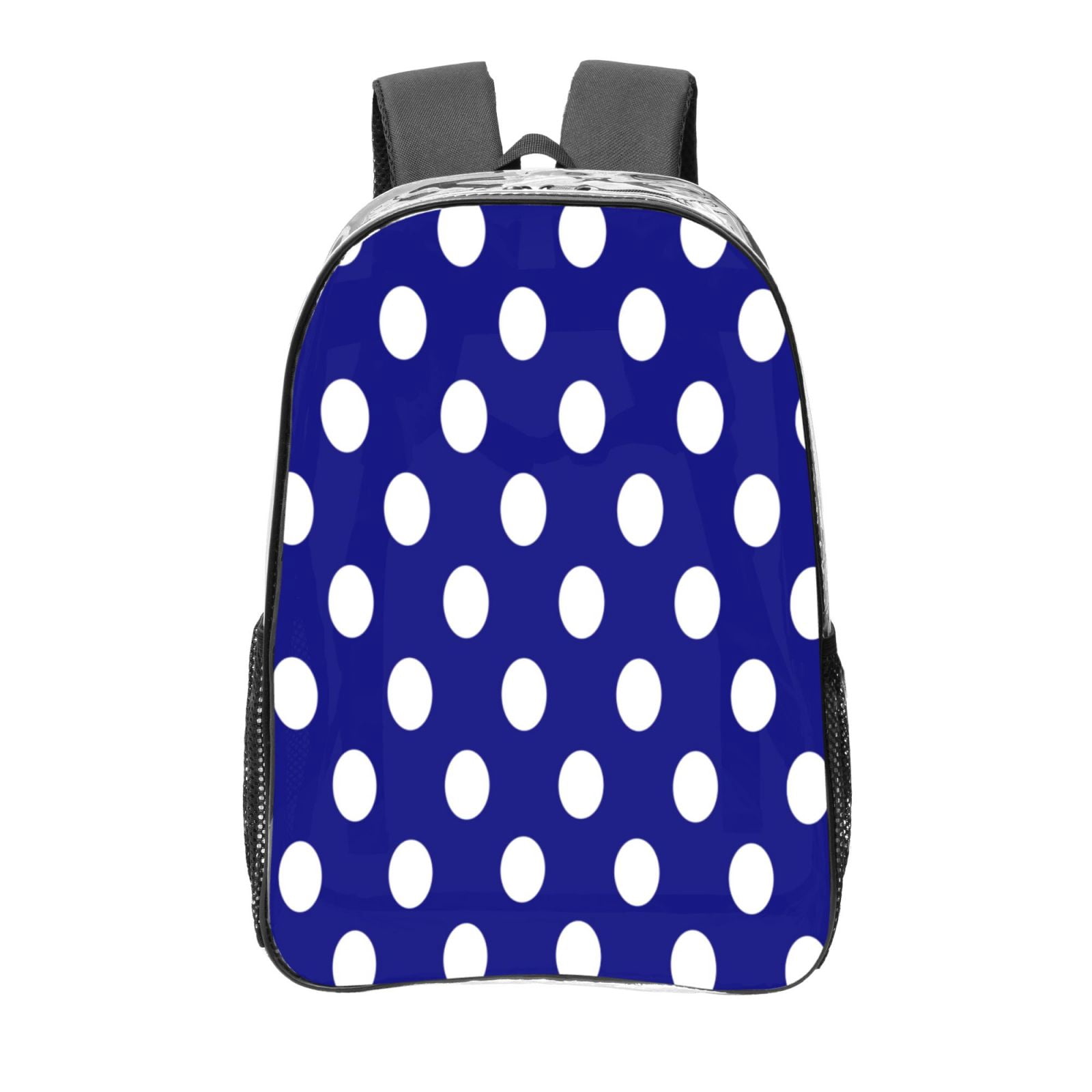 Susaid Navy And White Polka Dot Print Clear Backpack See Through ...