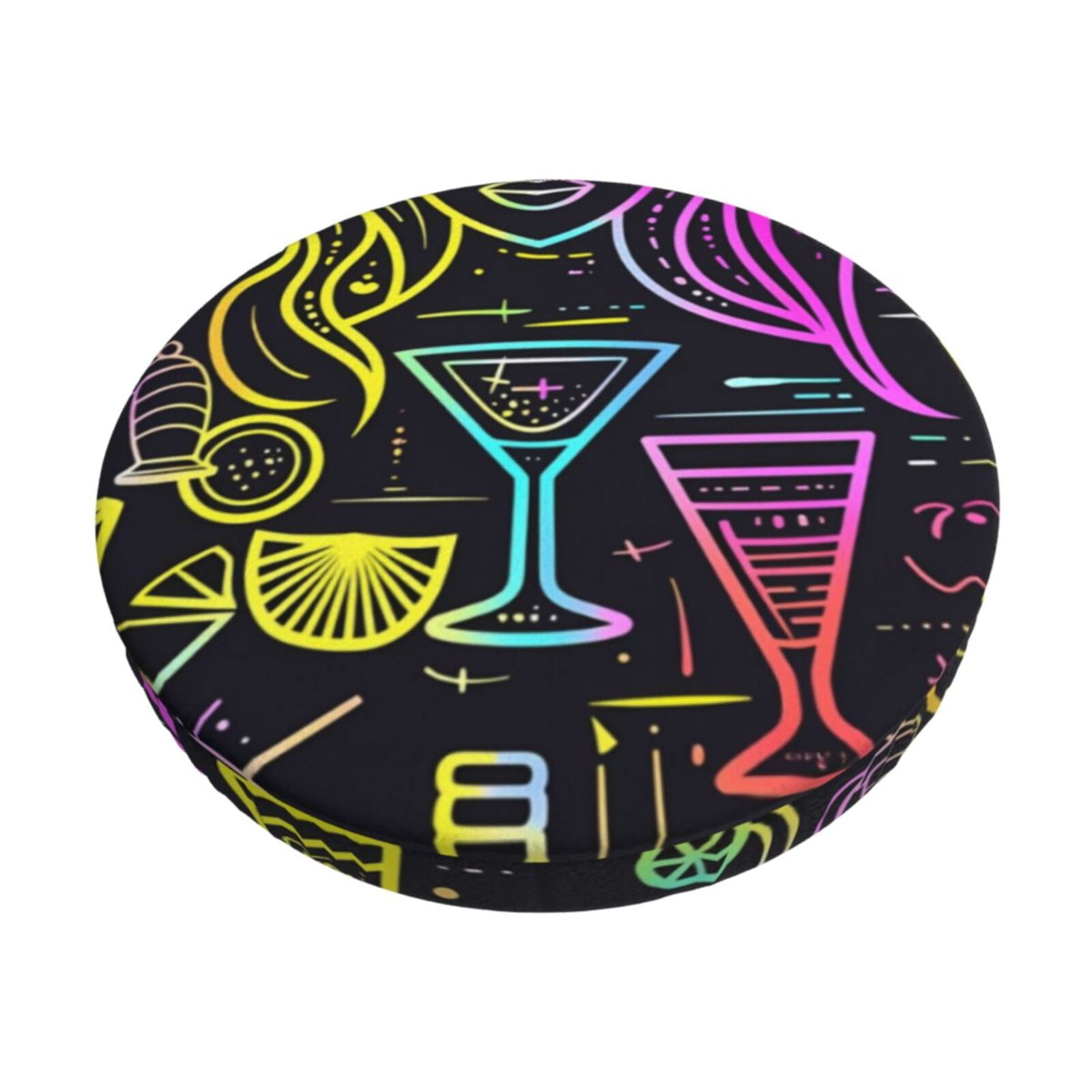 Susaid Neon Bar Drinks Print Elastic Bar Stool Cover Personalized ...