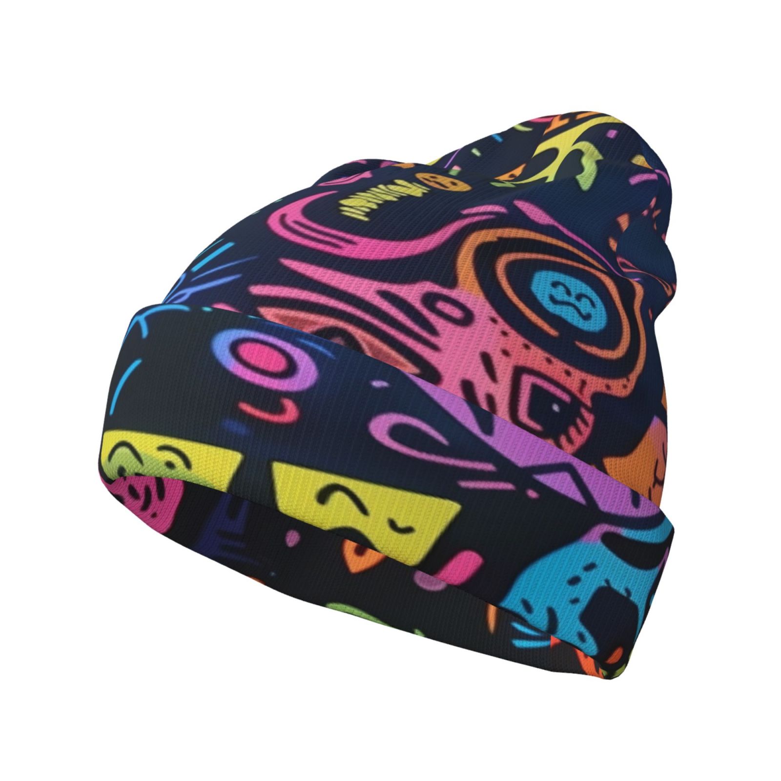 Susaid Neon Graffiti Urban Art Print Winter Beanie for Men Women, Lined ...