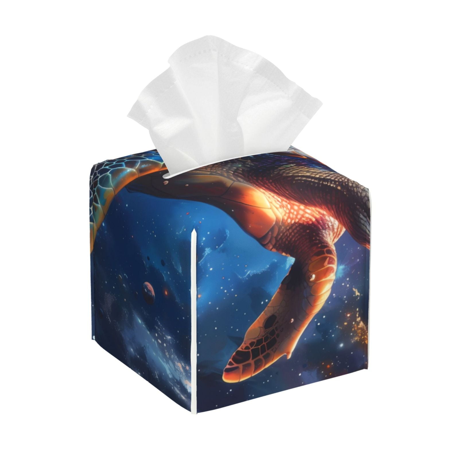 Susaid Night Sky Turtle Print PU Leather Tissue Box Cover, Square ...