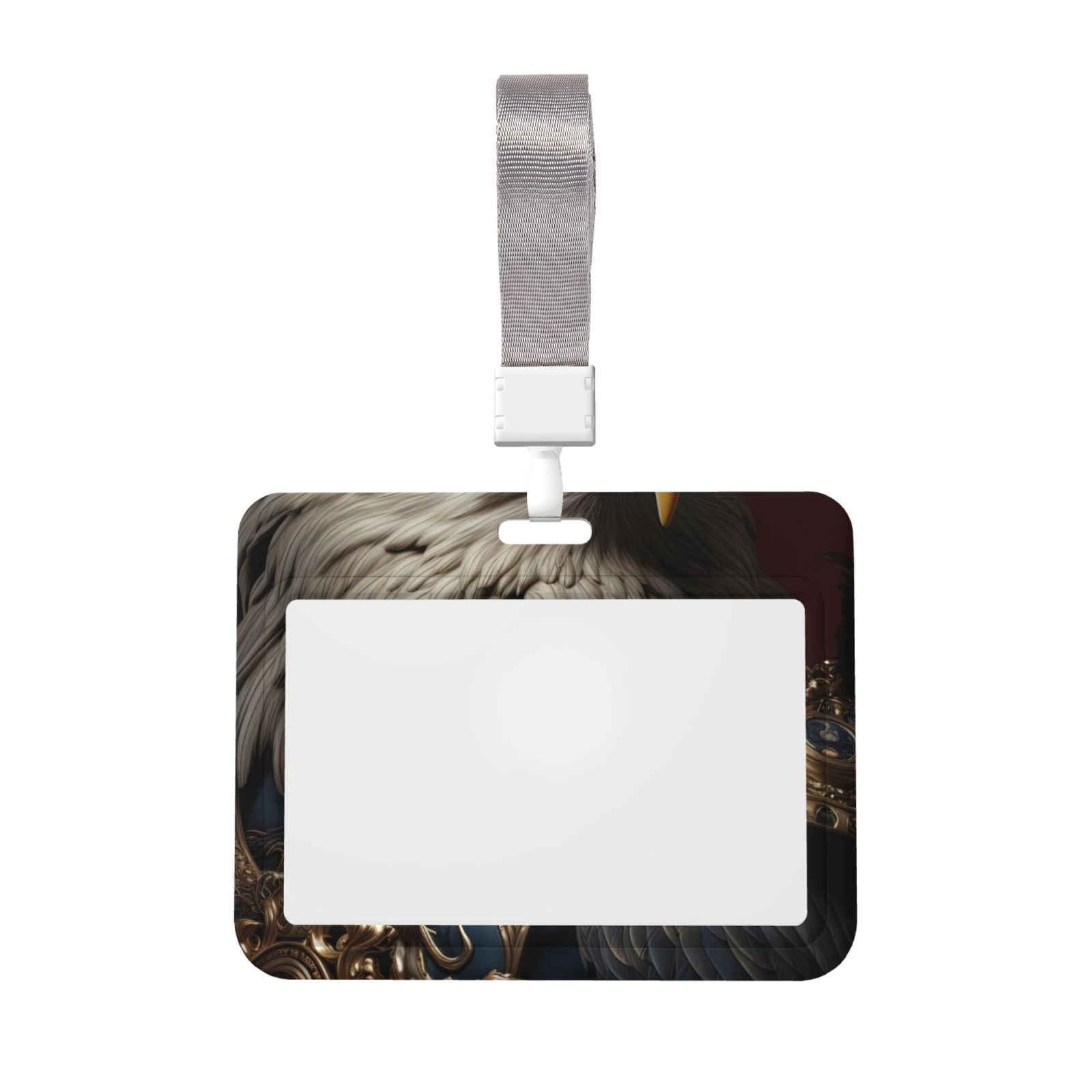 Susaid Noble Style Bald Eagle Print ID Badge Holder with Double-Sided ...