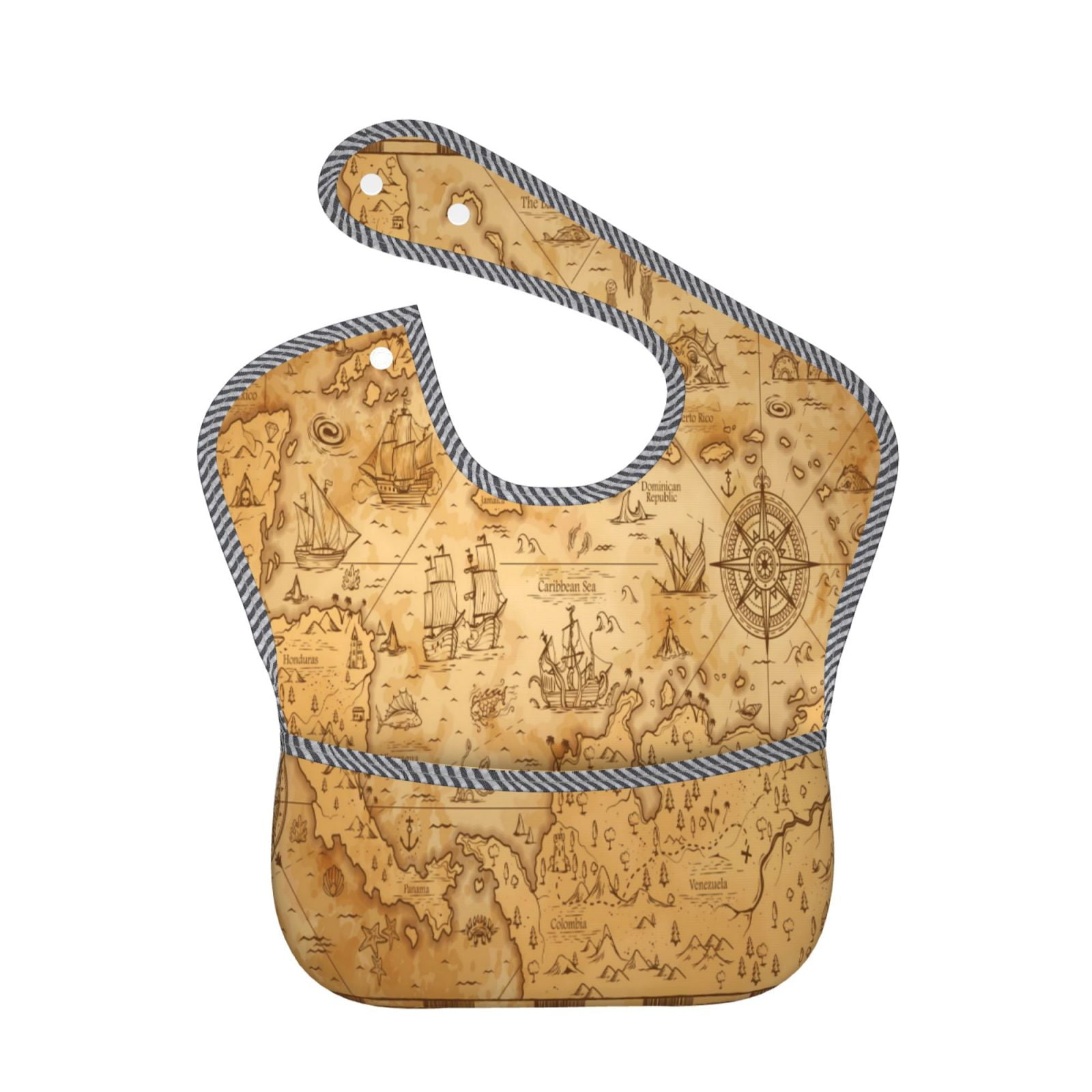 Susaid Old Vintage Map Of Sea Print Bibs for Babies Toddlers Adjustable ...