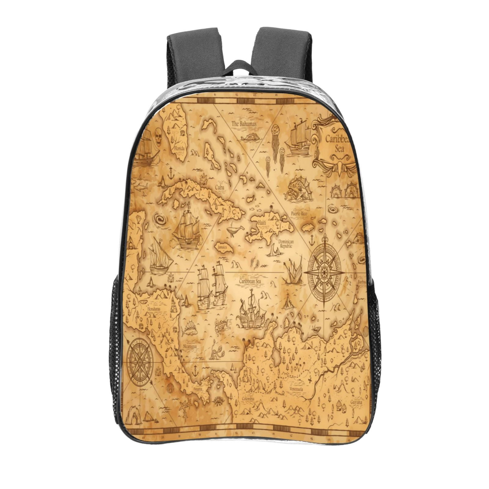 Susaid Old Vintage Map Of Sea Print Clear Backpack See Through ...