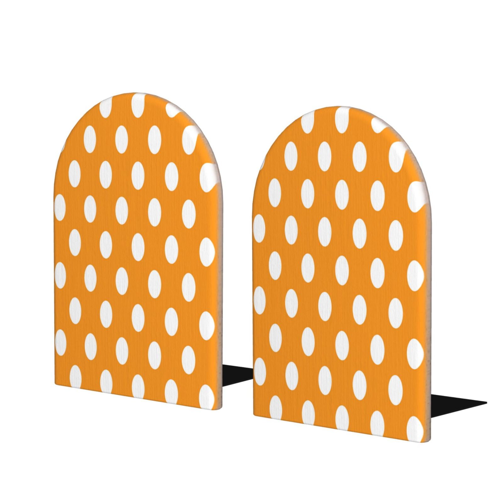 Susaid Orange And White Polka Dot Print Wooden Bookends Decorative Book ...