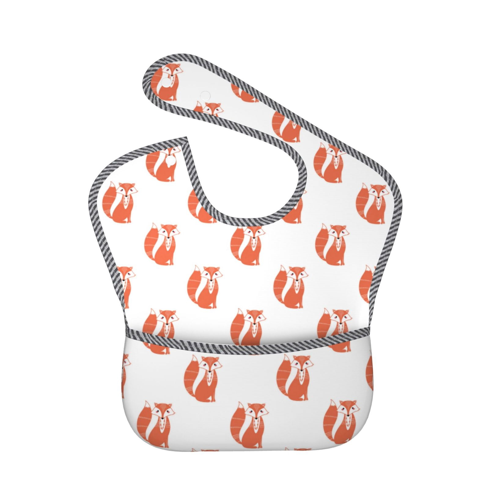 Susaid Orange Fox Print Bibs for Babies Toddlers Adjustable Waterproof ...