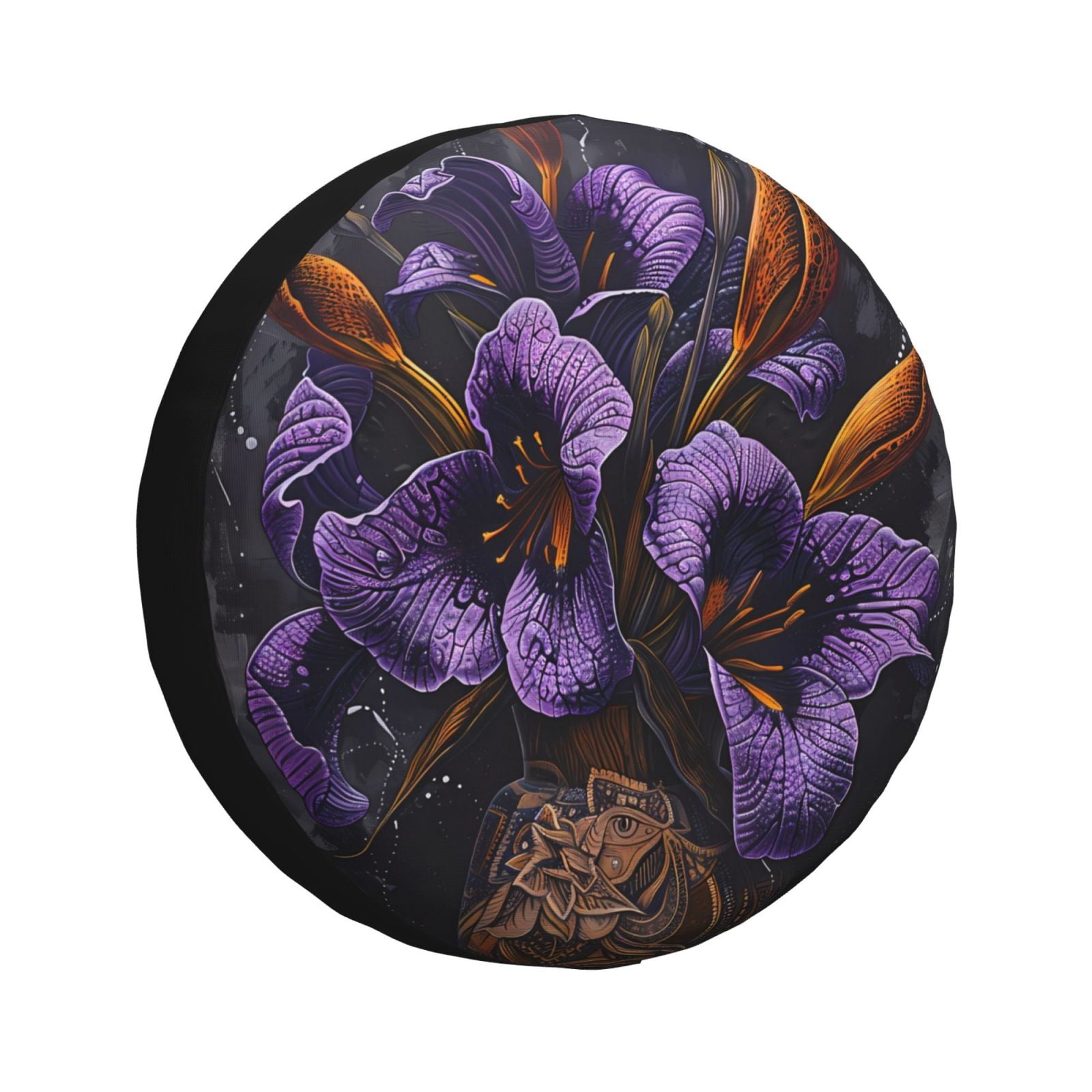 Susaid Ornate Purple Floral Vase Print Water Proof Spare Tire Cover ...