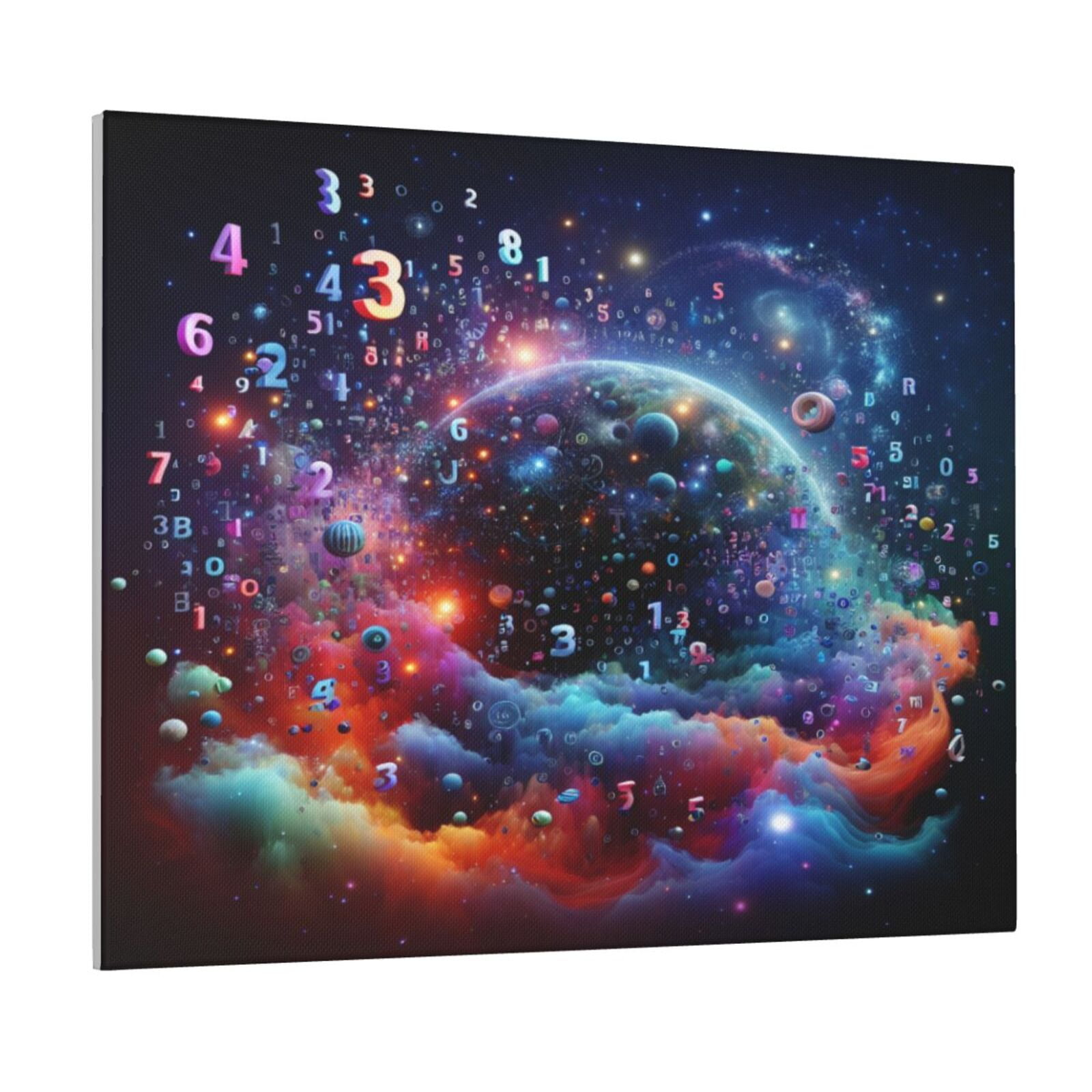 Susaid Outer Space Floating Numbers And Letters Pattern Canvas Wall ...