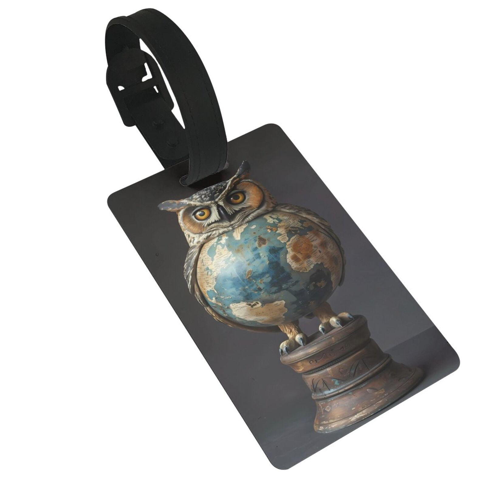Susaid Owl Globe Sculpture Print Funny Luggage Tags Colorful Unique ...