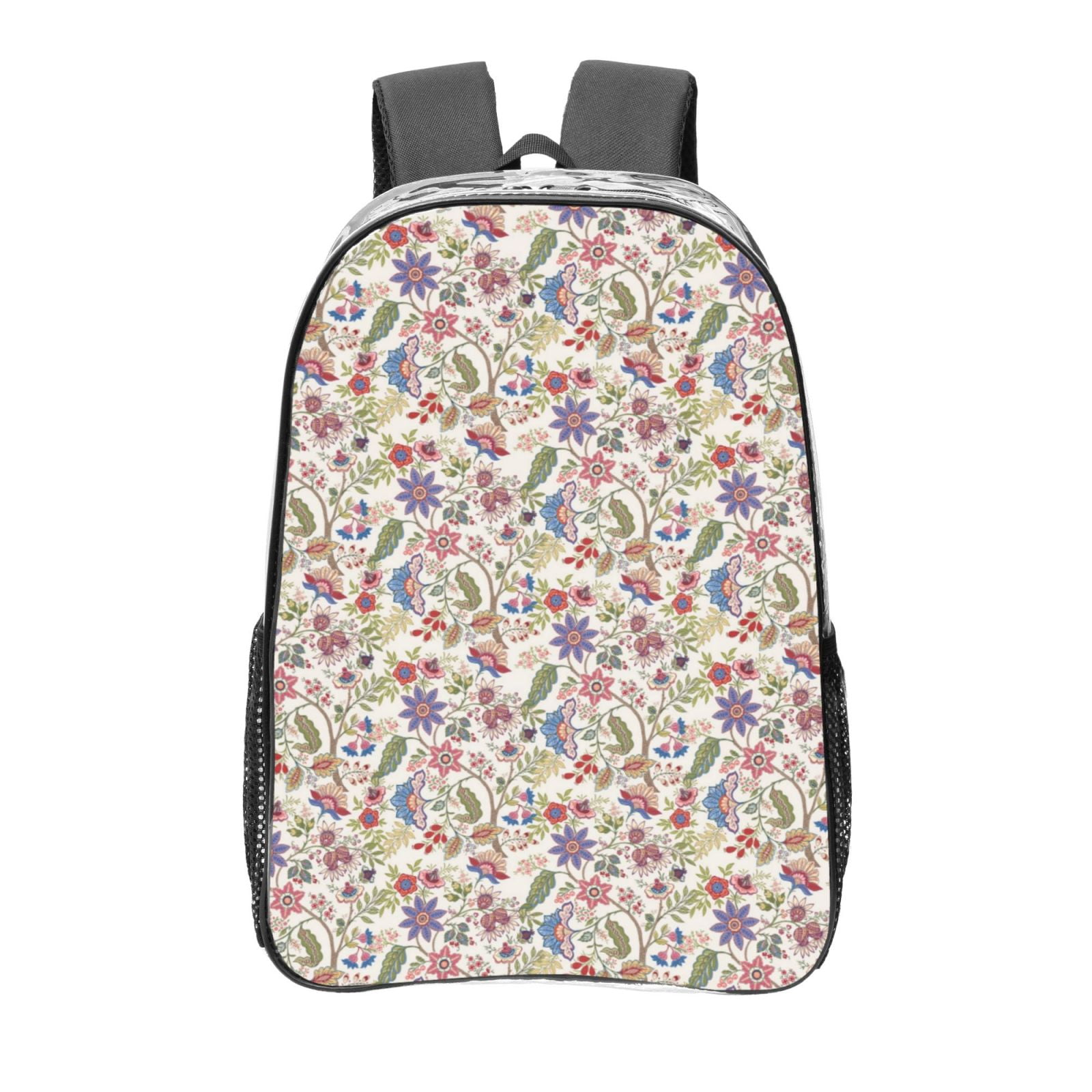 Susaid Paisley Flowers Print Clear Backpack See Through Transparent ...