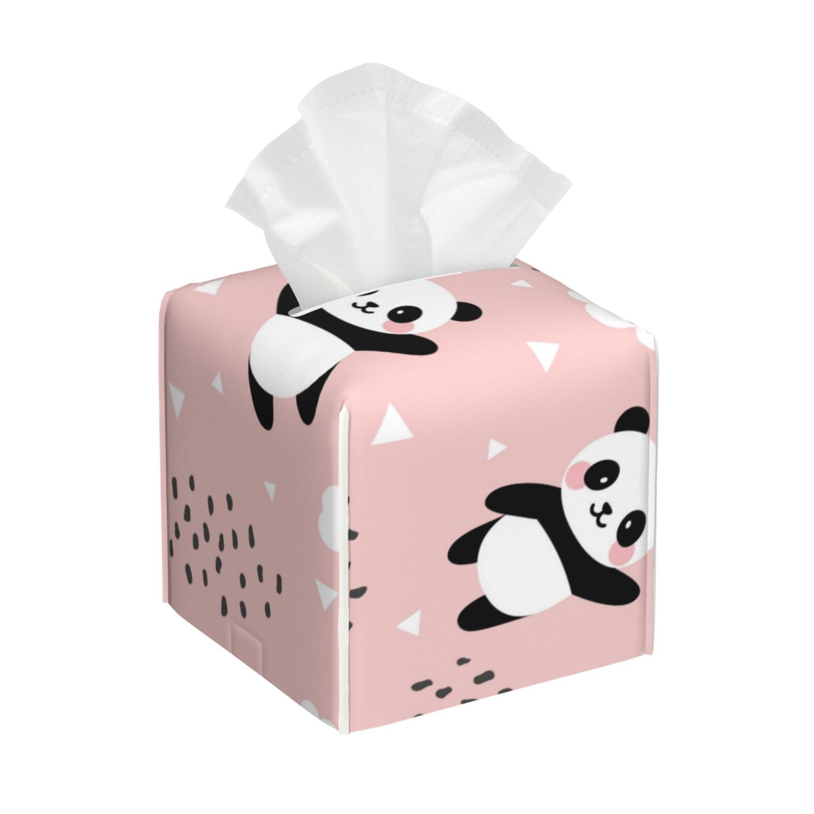 Susaid Panda Print PU Leather Tissue Box Cover, Square Decorative ...