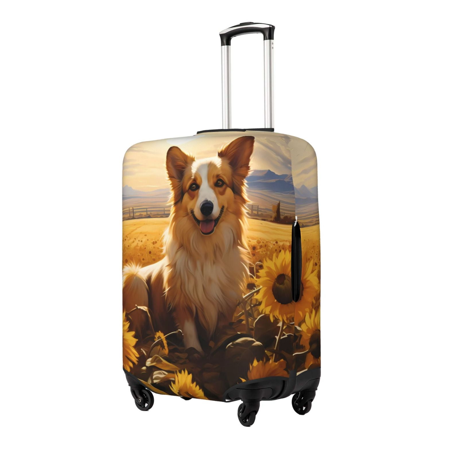 Susaid Pastoral Sunflower Corgi Print Elastic Washable Suitcase Cover ...