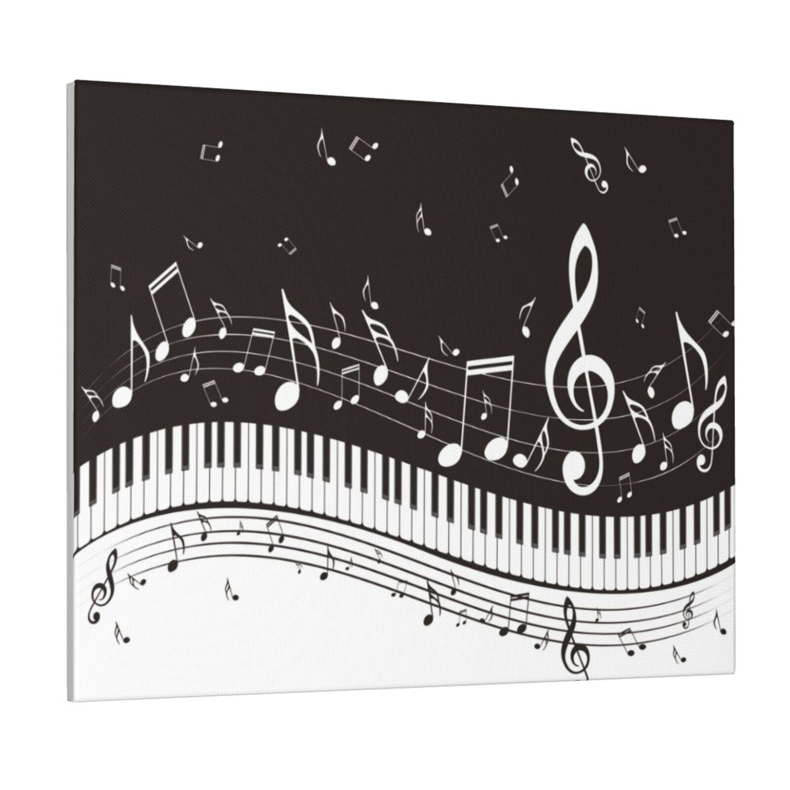 Susaid Piano Keys With Musical Notes Pattern Canvas Wall Decor Poster ...
