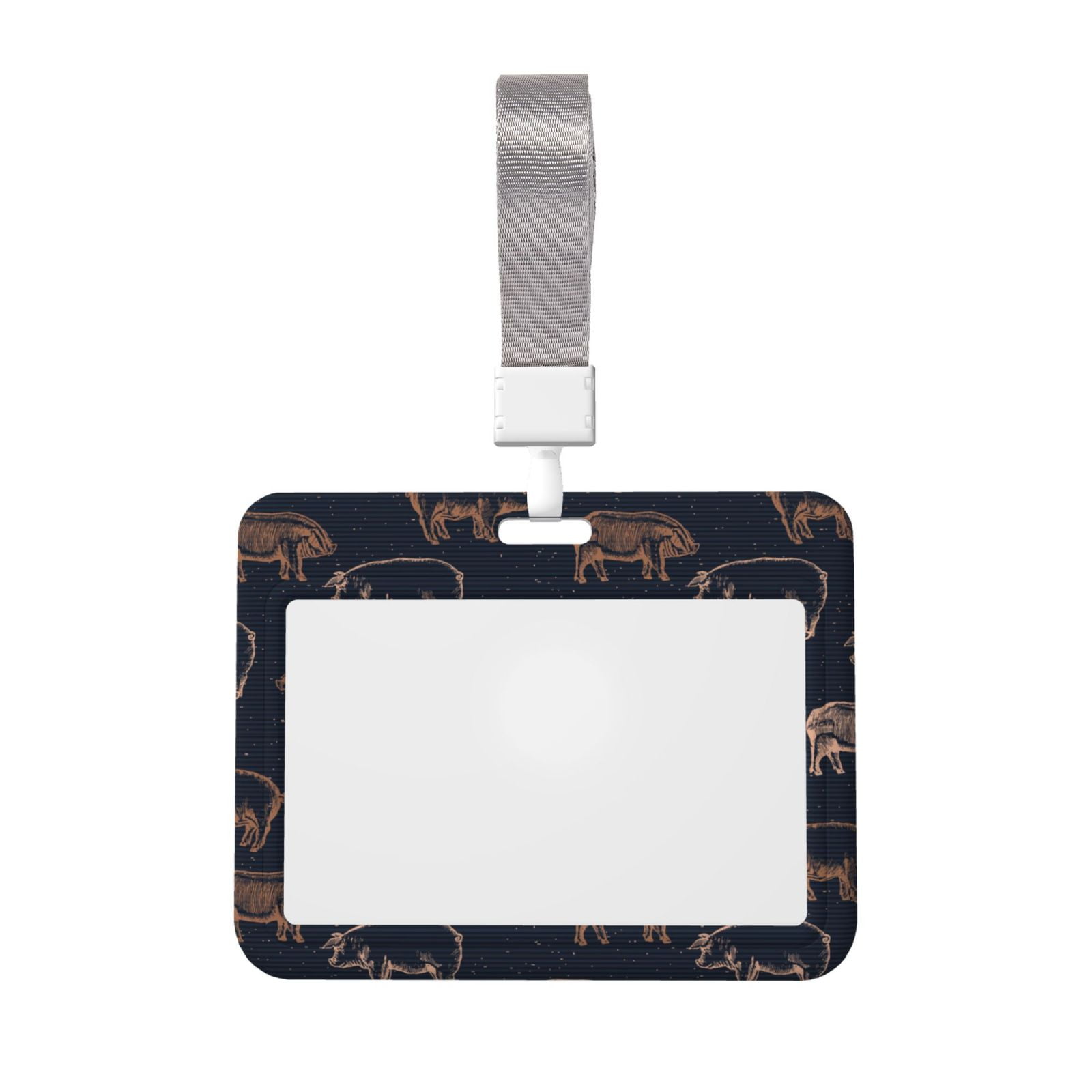 Susaid Pig Farm Print ID Badge Holder with Double-Sided Windows ...
