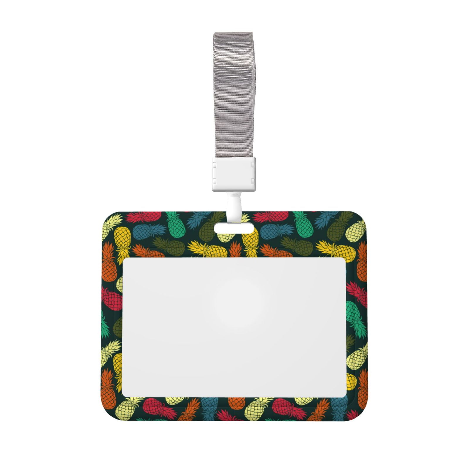 Susaid Pineapple Fruit Colorful Print ID Badge Holder with Double-Sided ...