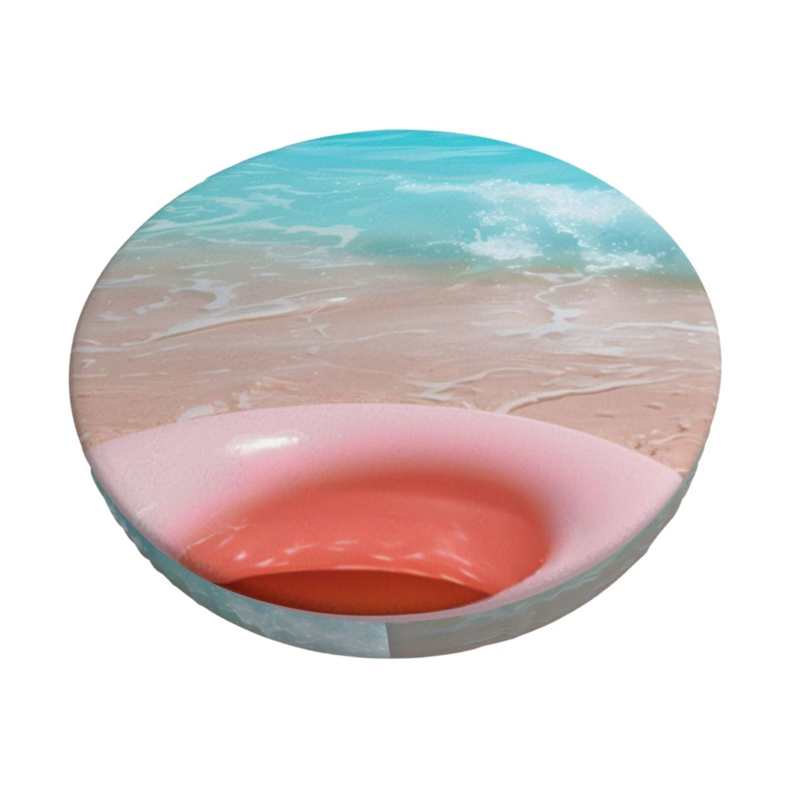 Susaid Pink Float Ring On Beach Print Elastic Bar Stool Cover ...