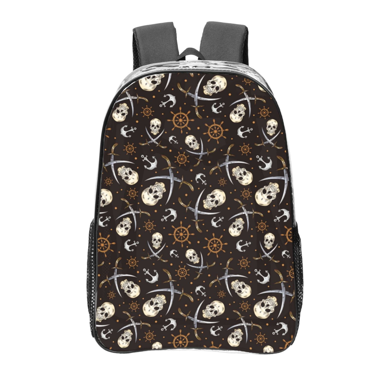 Susaid Pirate Skulls Print Clear Backpack See Through Transparent ...